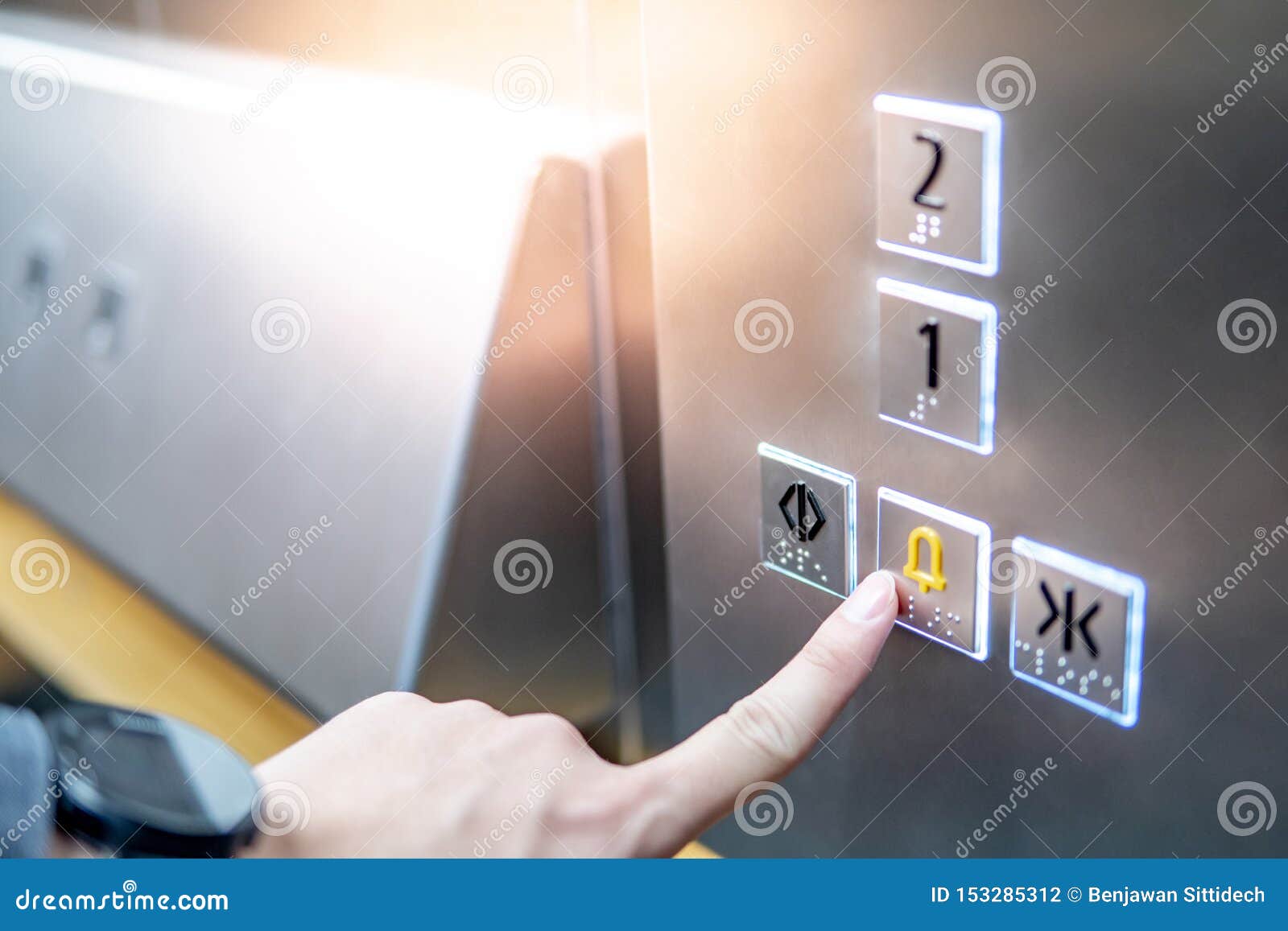 Male Hand Pressing on Emergency Button in Elevator Stock Photo - Image ...