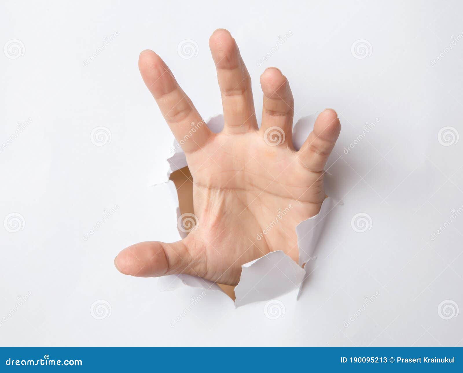 Male Hand Punching through the Paper Stock Image - Image of person ...