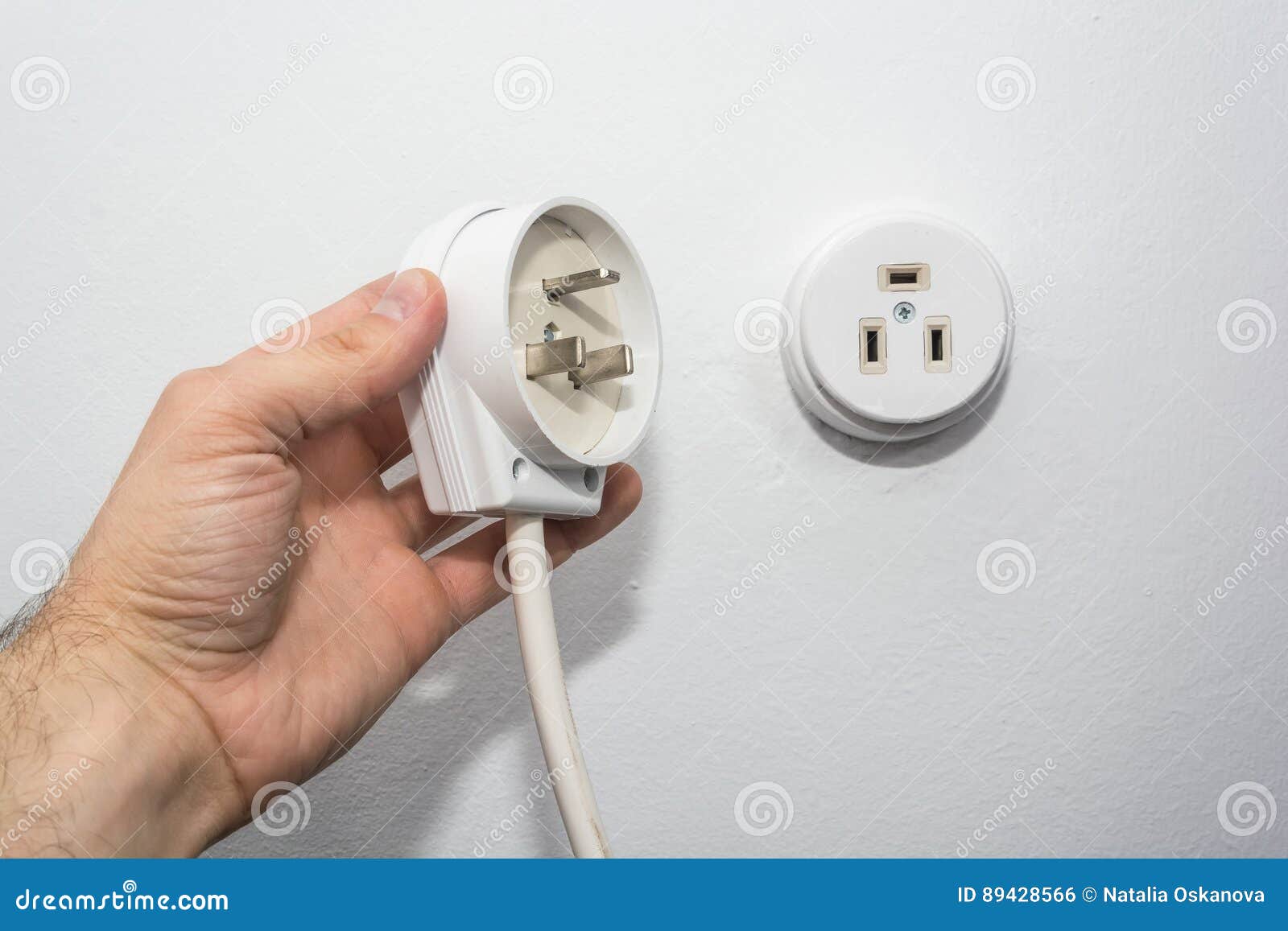 Male Hand Puts Plug in the Socket Stock Photo - Image of amps, paste ...