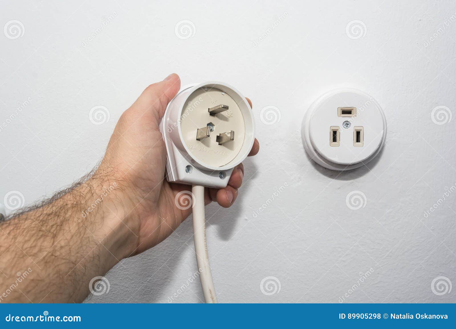 Male Hand Puts Plug in the Socket Stock Photo - Image of insert, amps ...