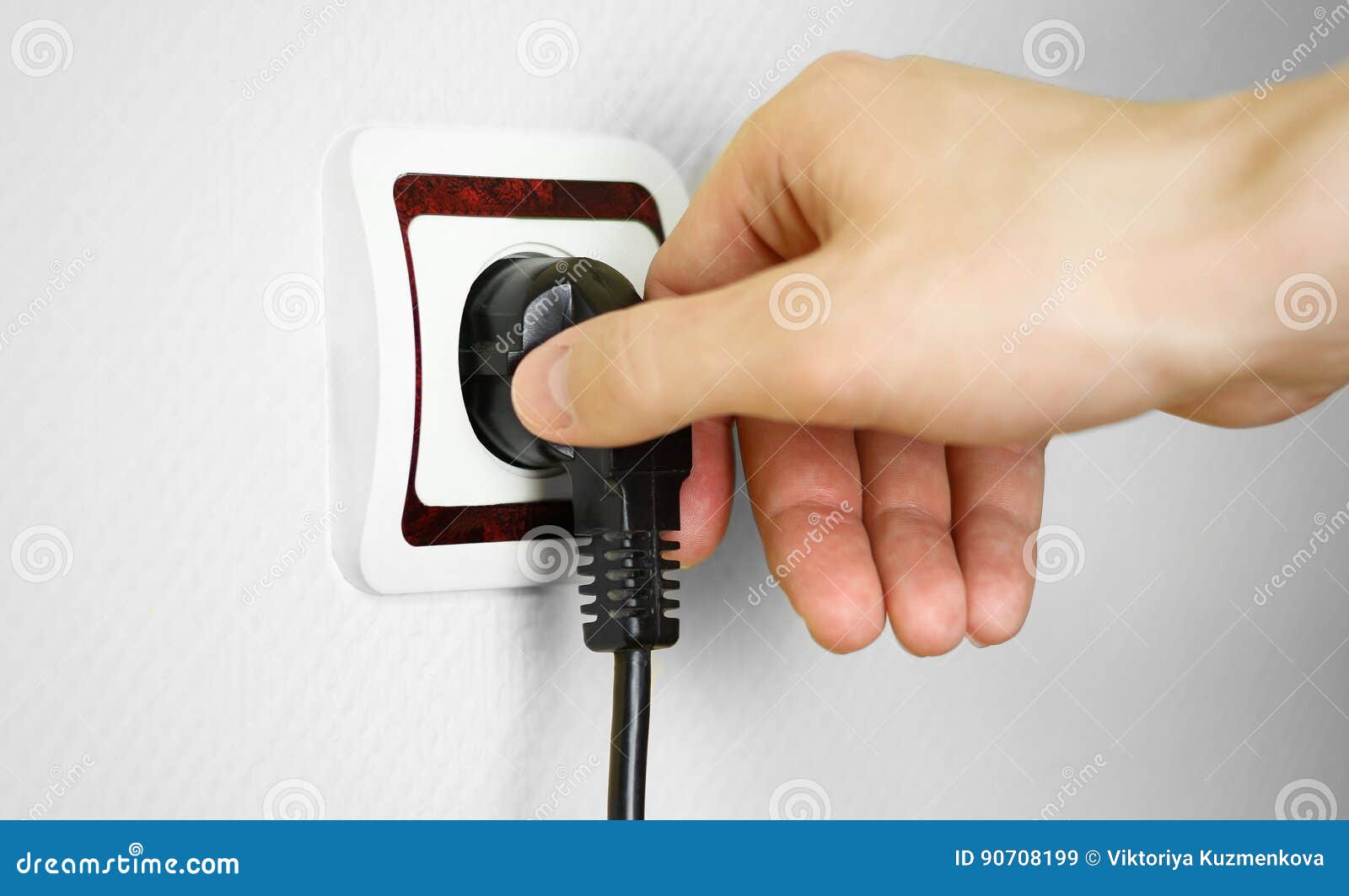 Male Hand Puts Plug in the Socket, Closeup Shot Stock Image - Image of ...