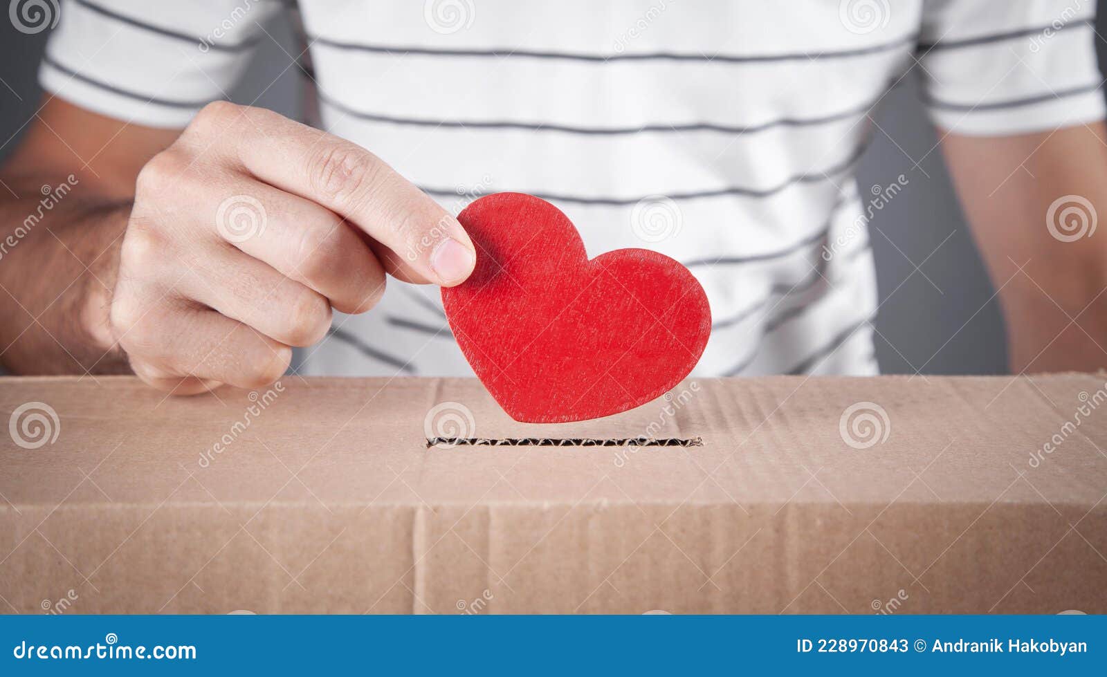 Male Hand Putting Red Heart in Box Stock Image - Image of love, putting ...