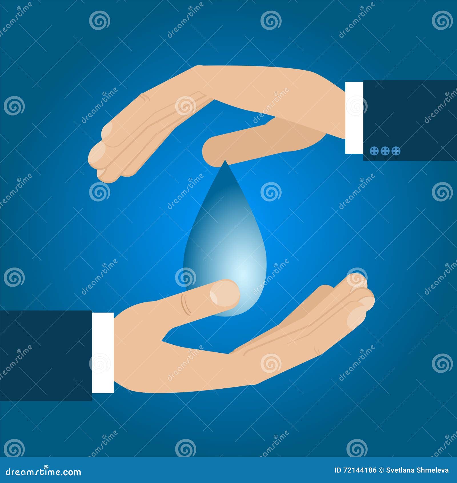 Male hand save water drop stock illustration. Illustration of palm ...