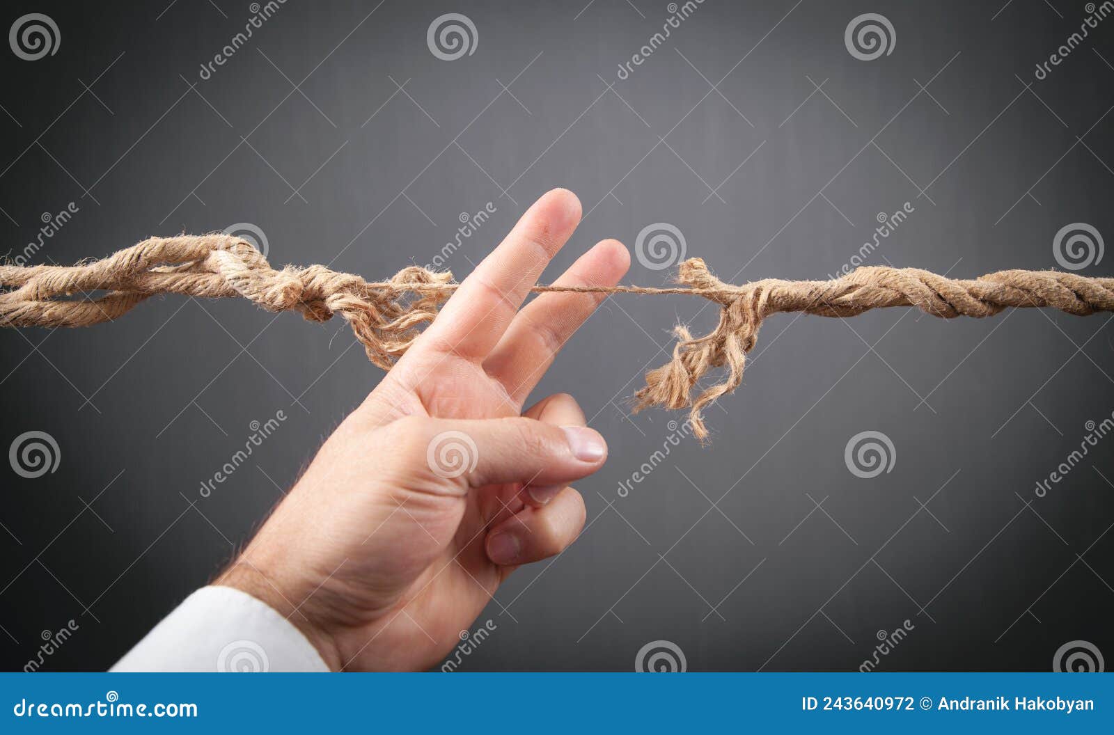 Male Hand Showing Frayed Rope. Risk Stock Photo - Image of vision ...