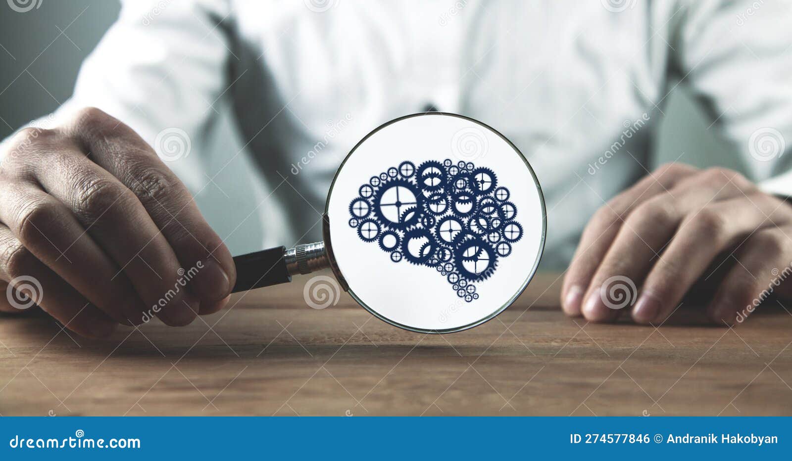 Male Hand Showing Magnifying Glass with a Human Brain Stock Photo ...