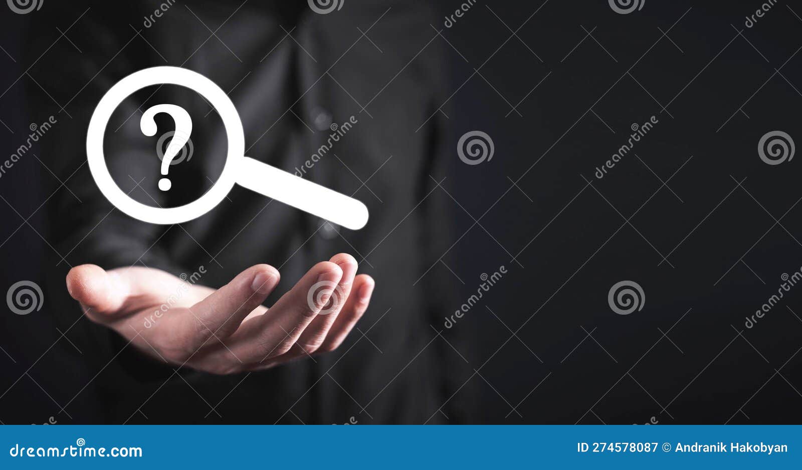 Male Hand Showing Magnifying Glass with a Question Mark Stock Image ...