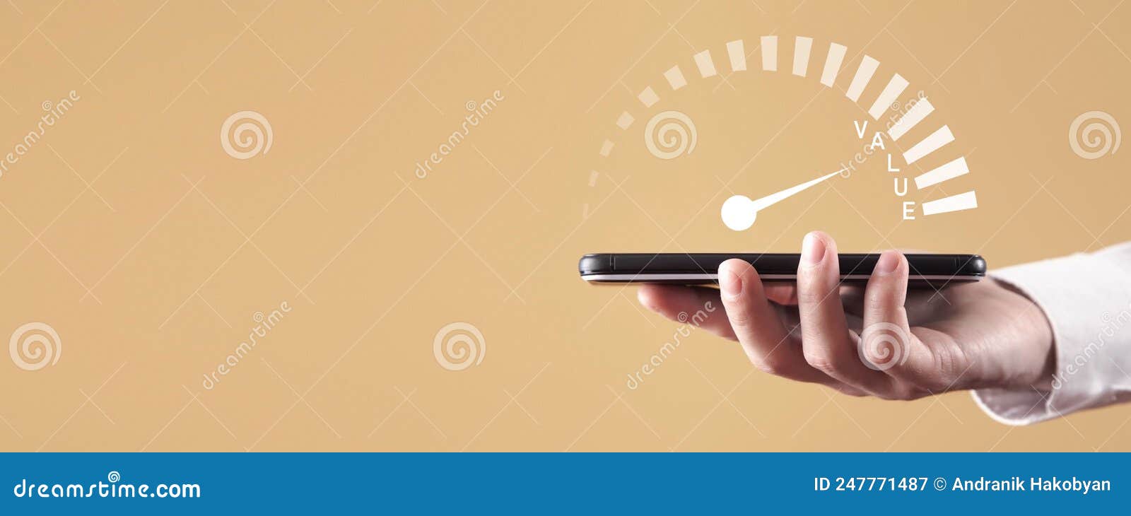 Male Hand Showing Speedometer with a Value Word Stock Image - Image of ...