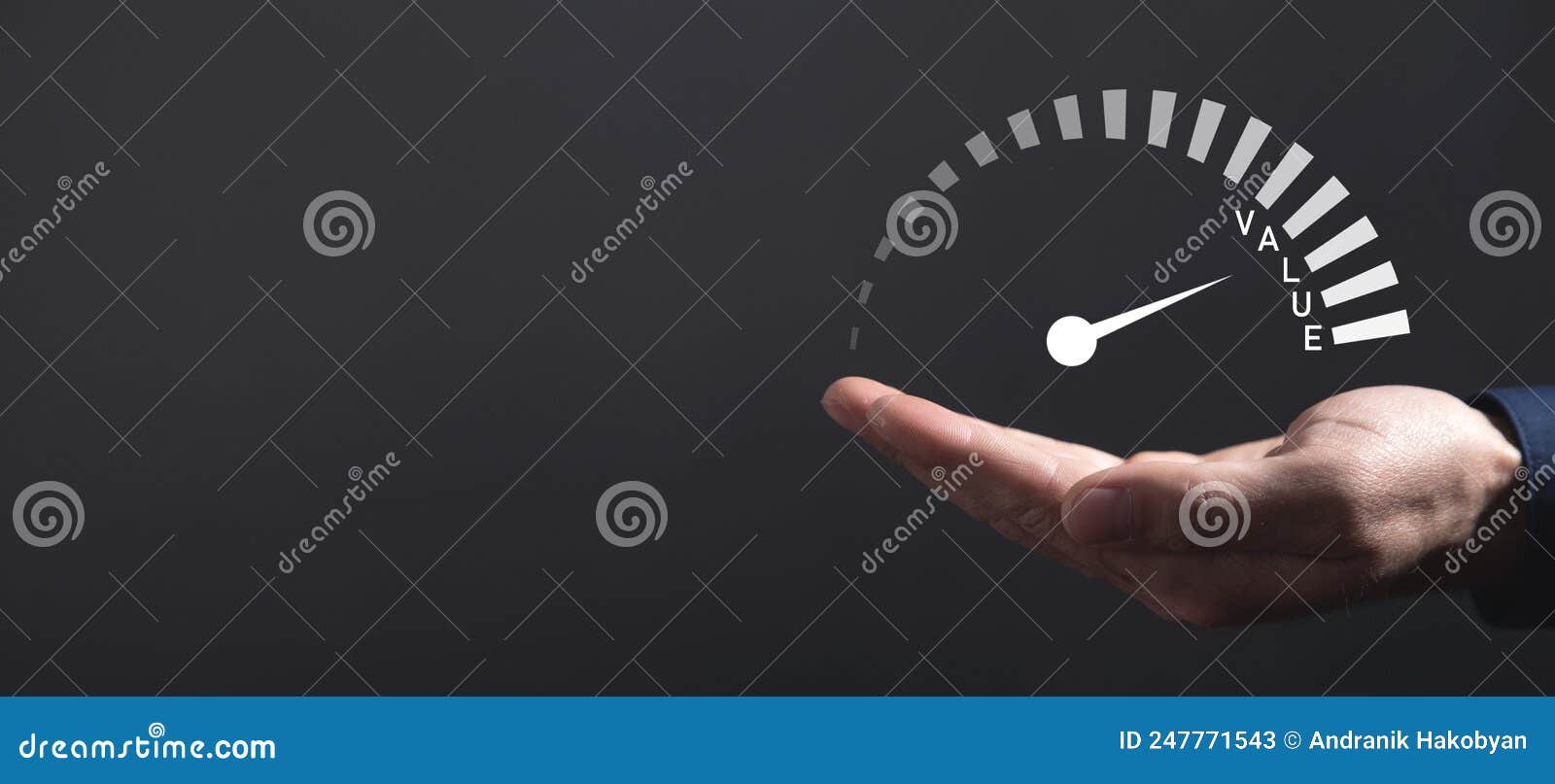 Male Hand Showing Speedometer with a Value Word Stock Image - Image of ...