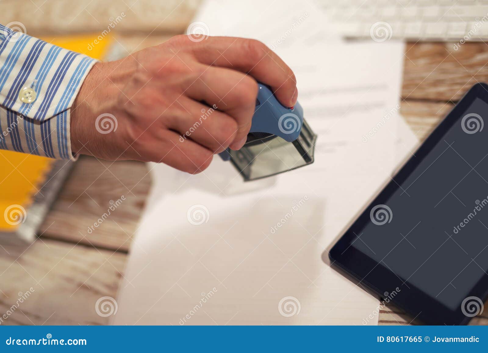 Male Hand Stamping Document Stock Image - Image of contract, hand: 80617665