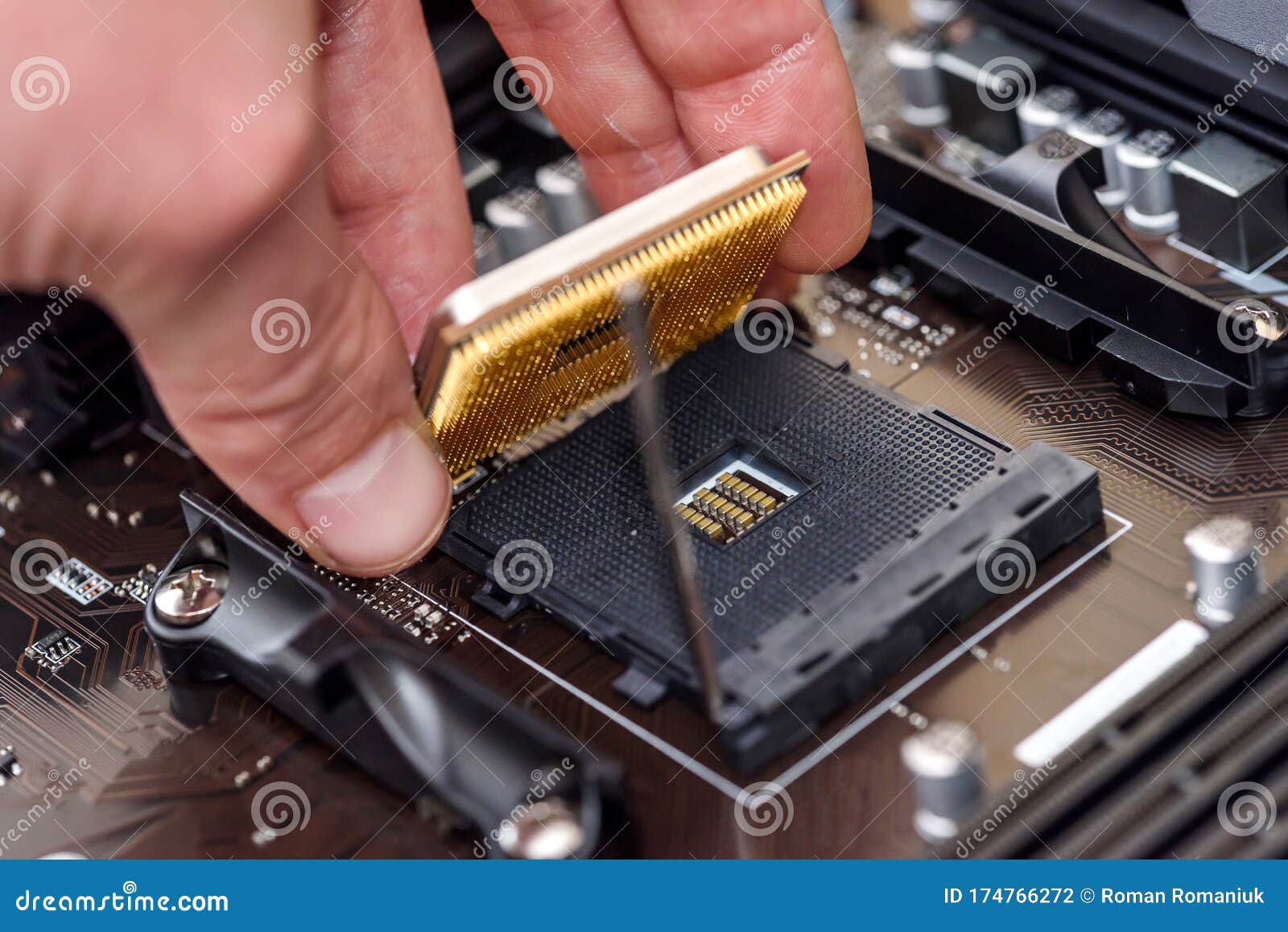 Male Hand Taking Off CPU Chip from Motherboard Stock Photo - Image of ...