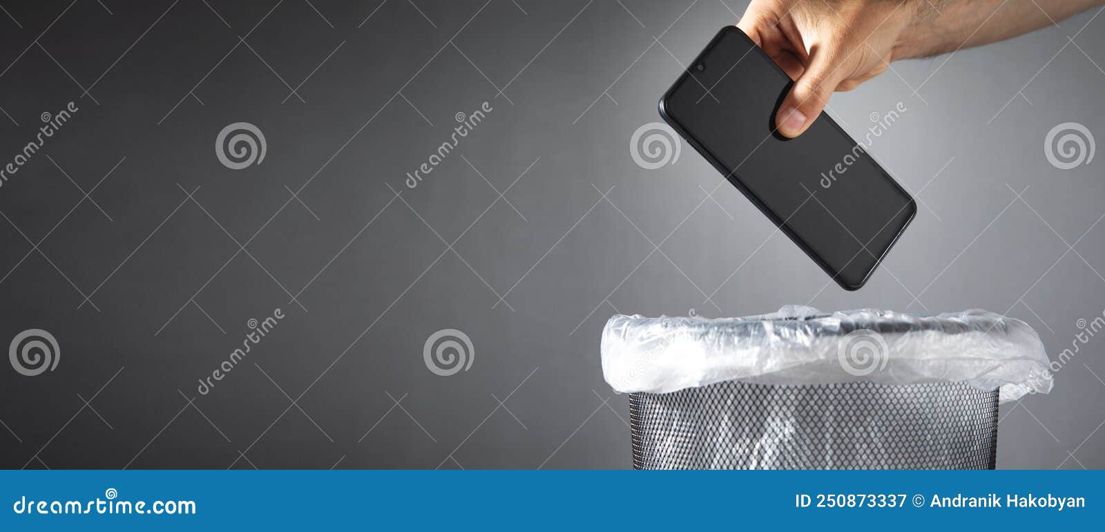 Male Hand Throws Smartphone into the Trash Stock Image - Image of ...