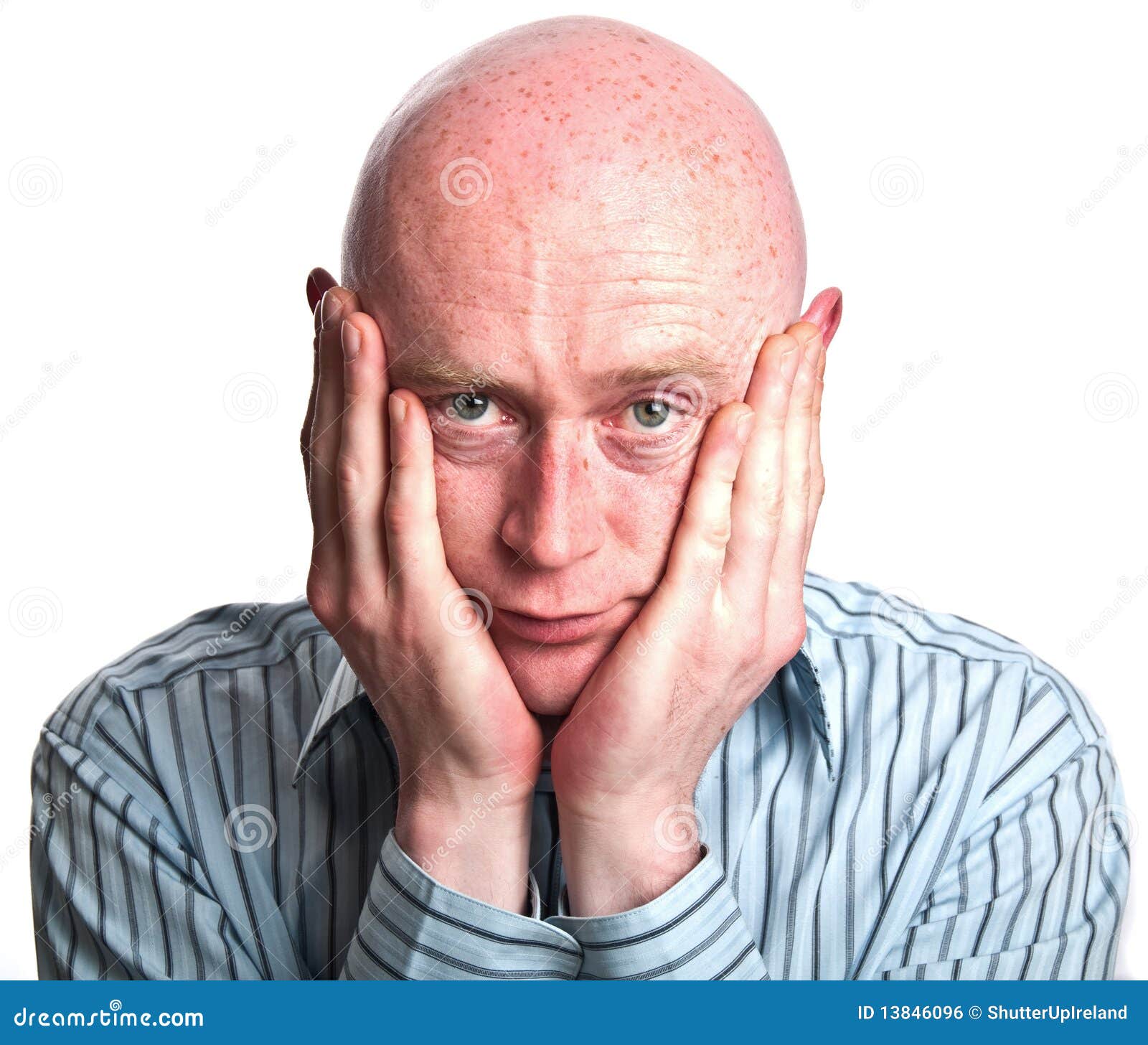 Male with Hand To Face with Worry Stock Photo - Image of expression ...