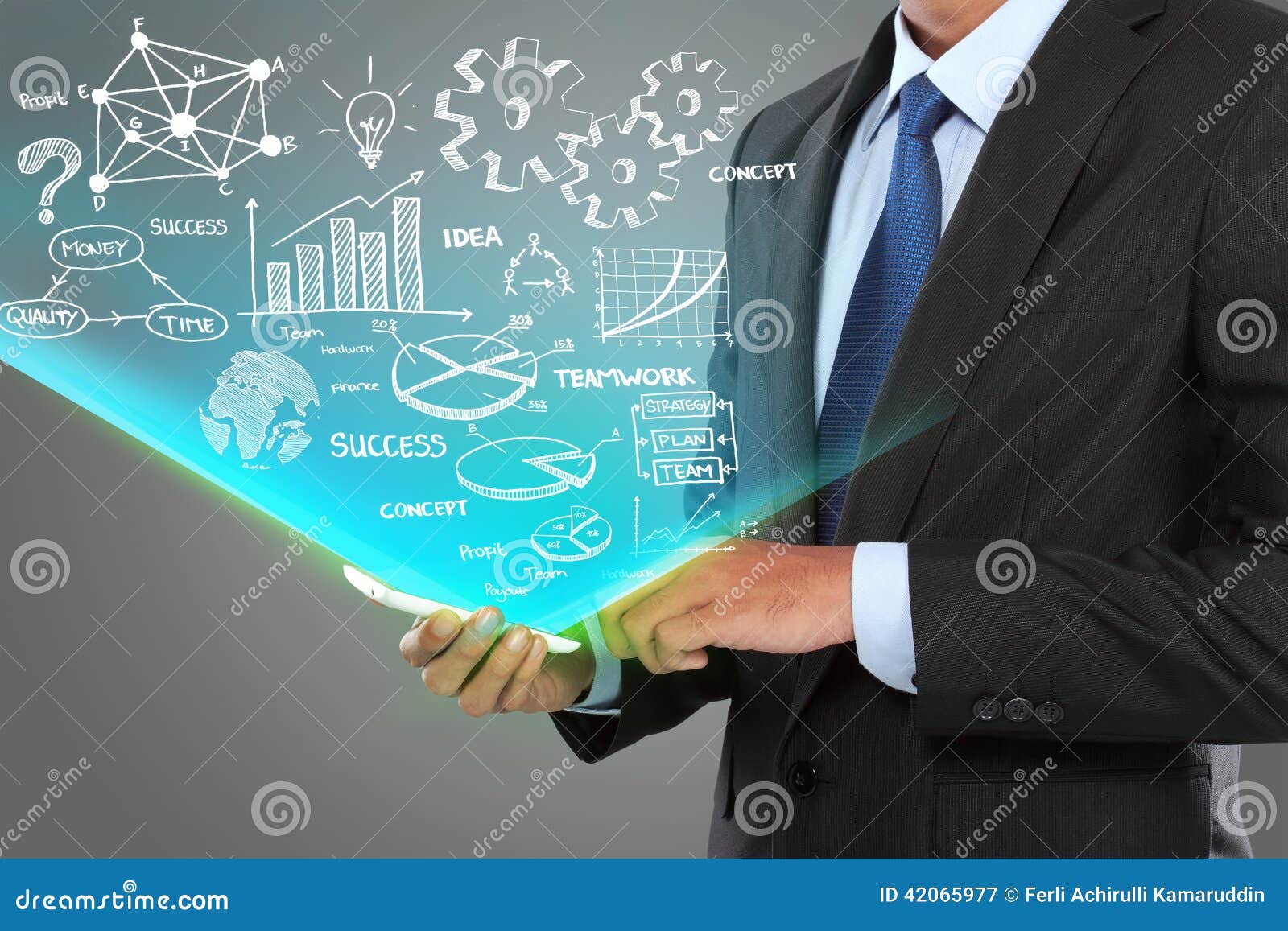 Male Hand Touching a Chart with Smartphone Stock Image - Image of hand ...