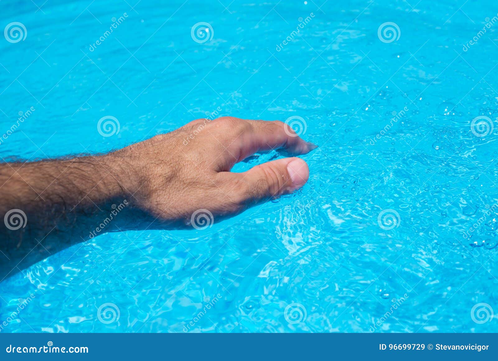 Male Hand Touching Clear Swimming Pool Water Stock Image - Image of ...