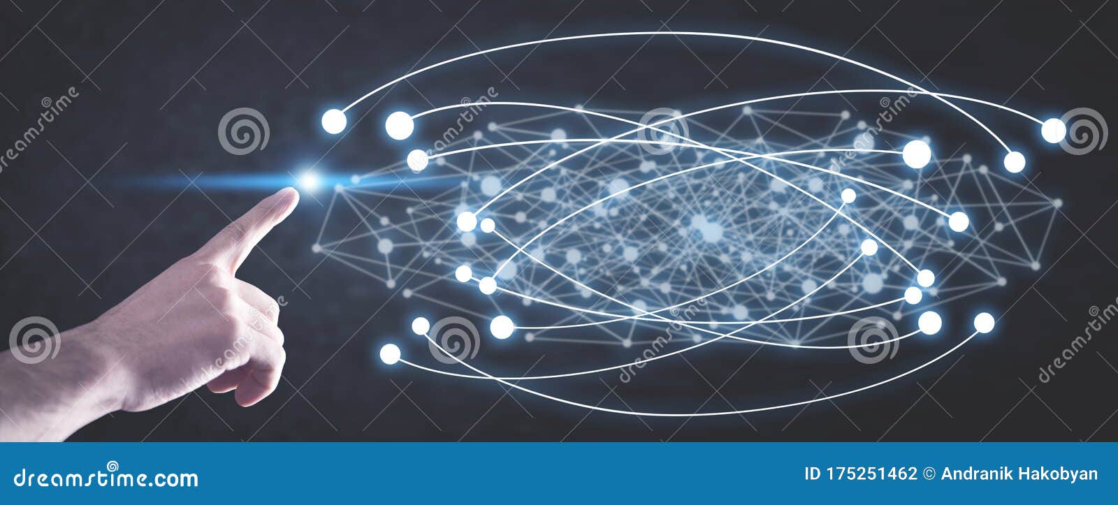 Male Hand Touching Digital Network. Connection Stock Photo - Image of ...