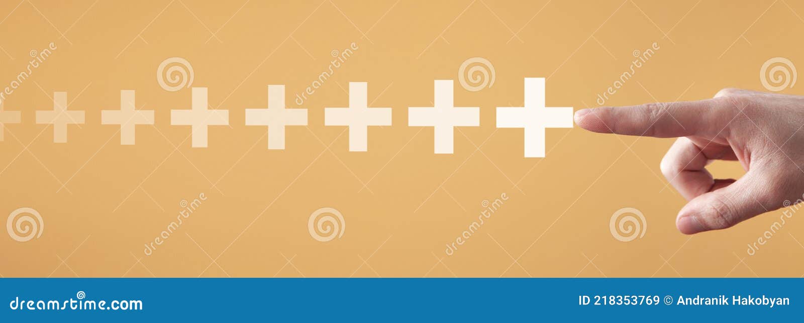 Male Hand Touching Plus Sign. Positive, Benefit, Development Stock ...