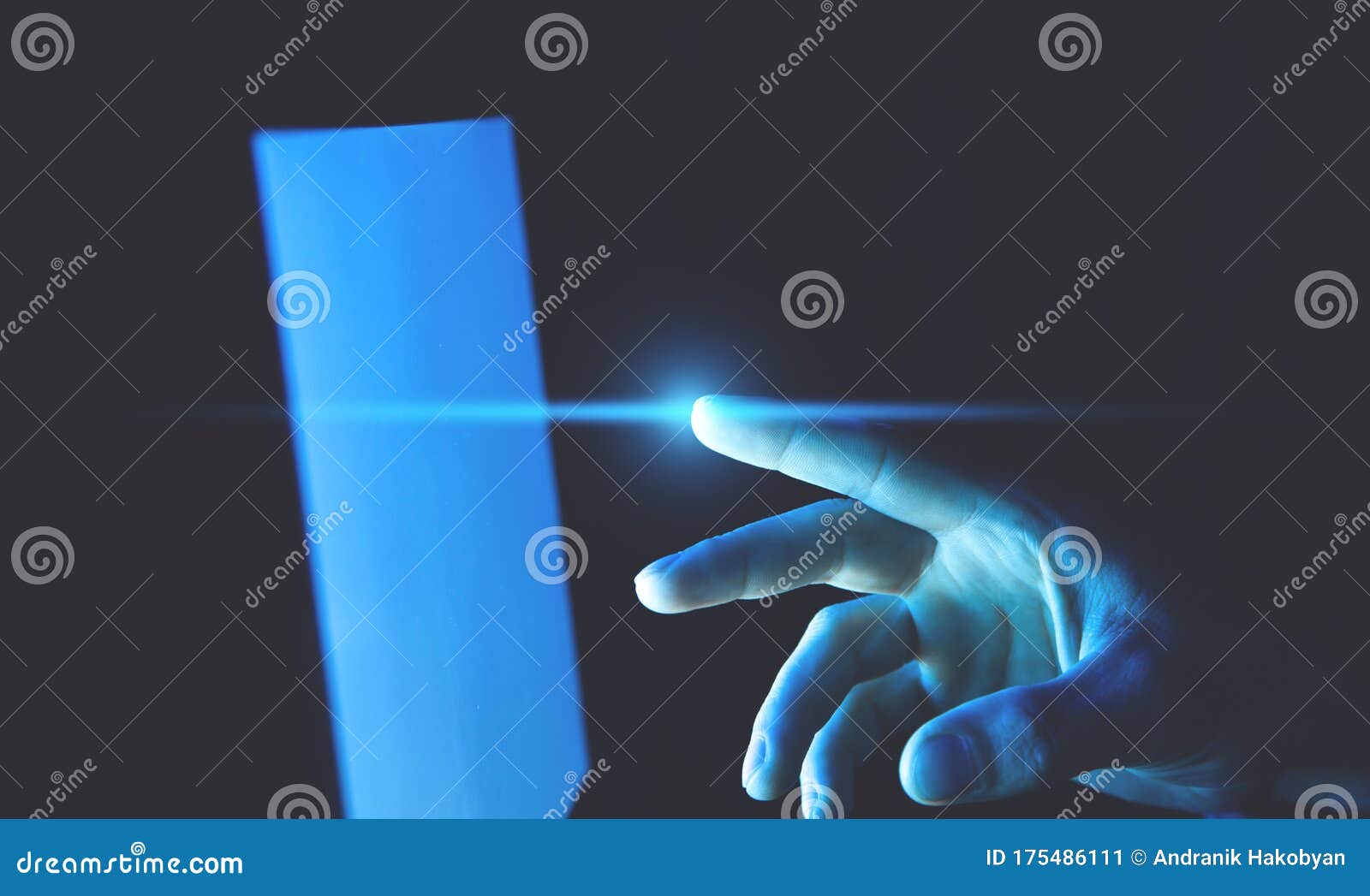 Male Hand Touching in Screen at Night Stock Image - Image of male ...