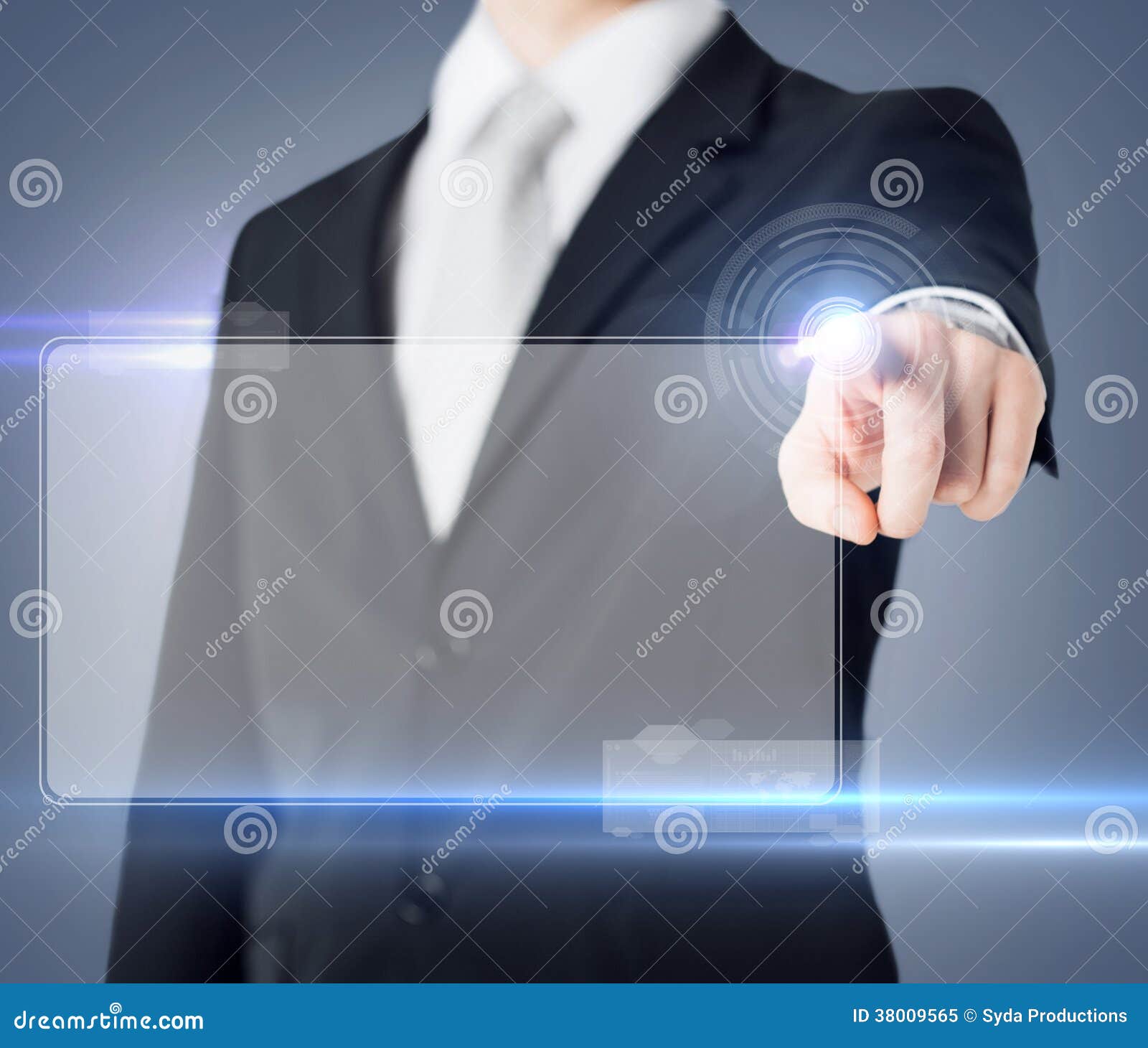 Male Hand Touching Virtual Screen Stock Image - Image of innovation ...