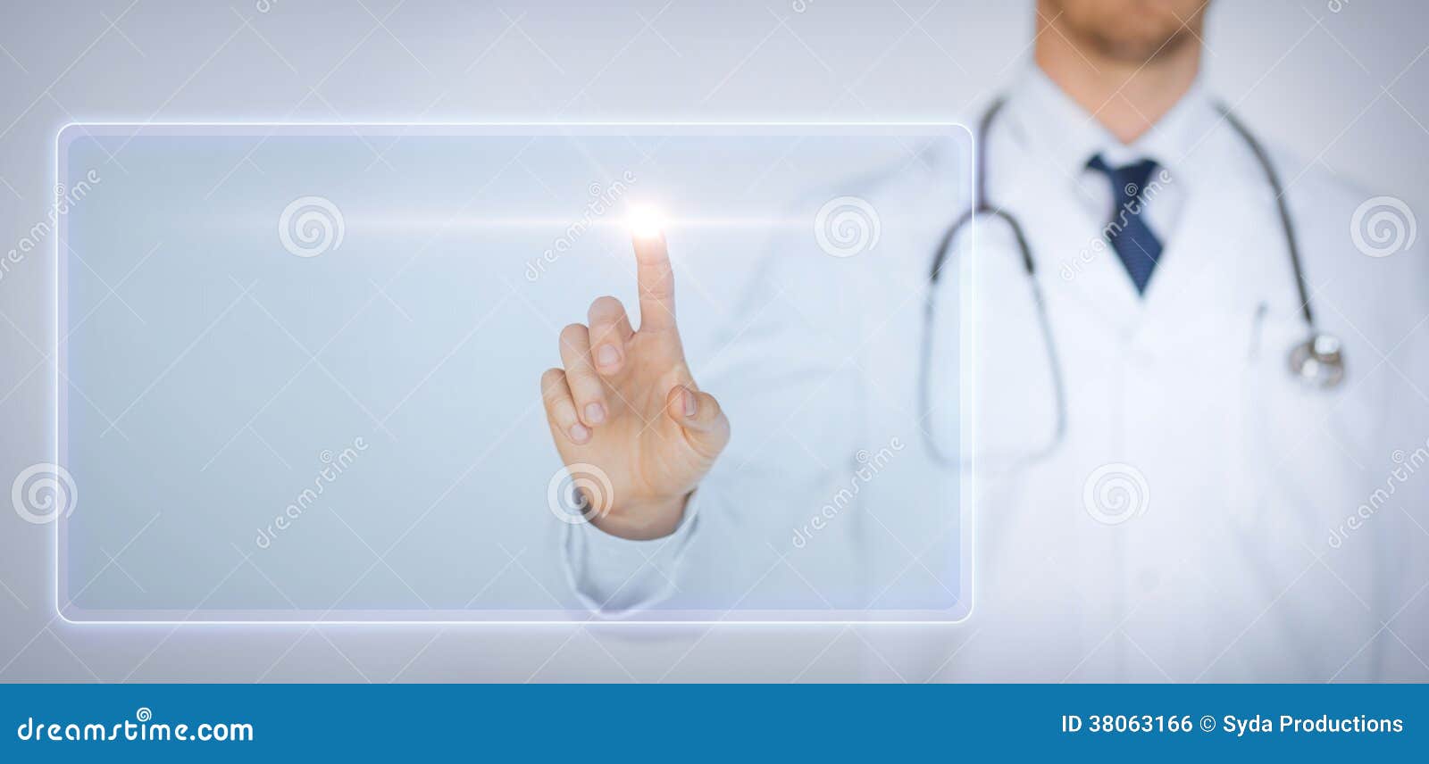 Male Hand Touching Virtual Screen Stock Photo - Image of monitor ...