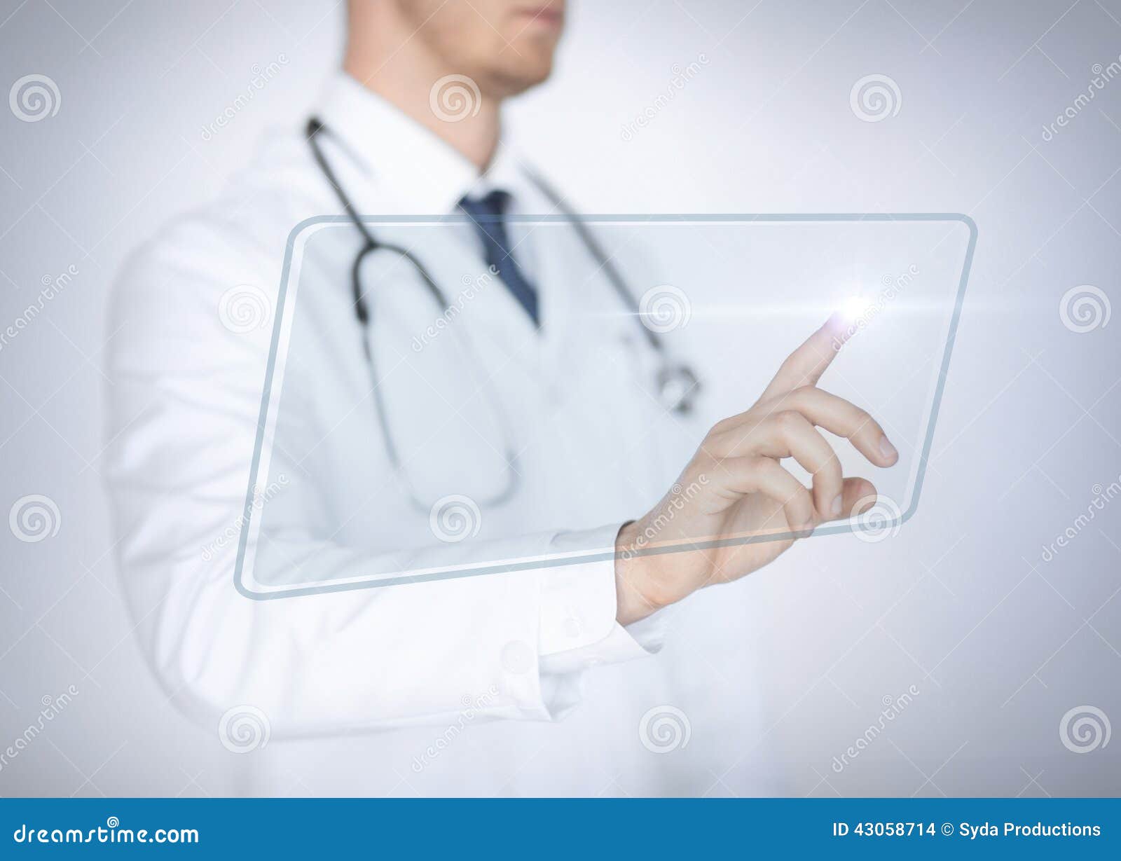 Male Hand Touching Virtual Screen Stock Photo - Image of doctor, human ...