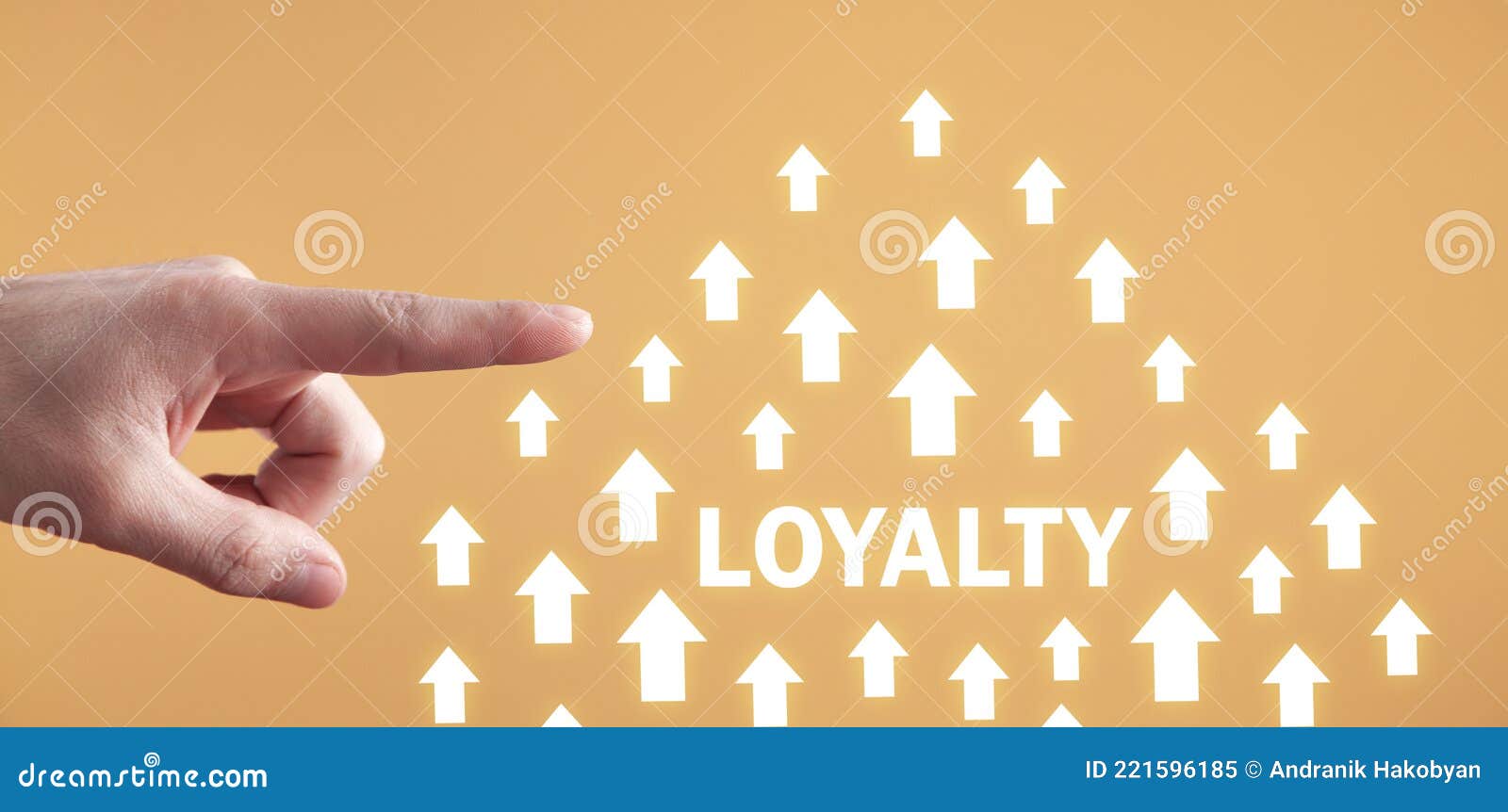 Male Hand Touching Word Loyalty with a Growing Arrows. Increase Loyalty ...