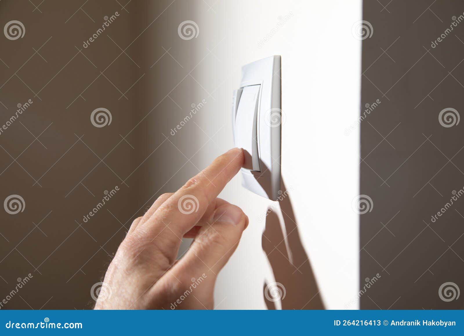 Male Hand Turning Off or on Light Switch Stock Image - Image of switch ...