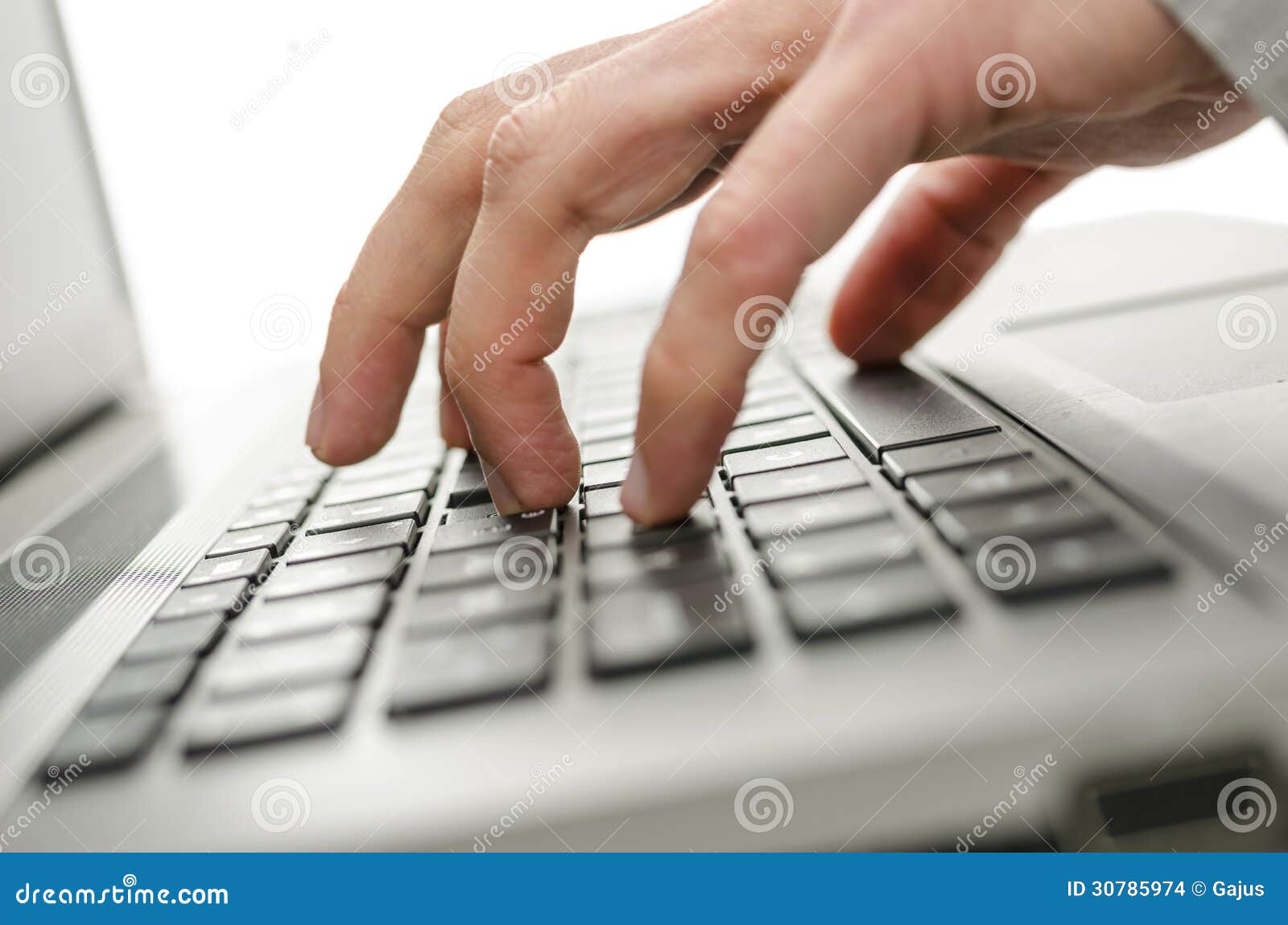 Male Hand Typing On Laptop Stock Images - Image: 30785974
