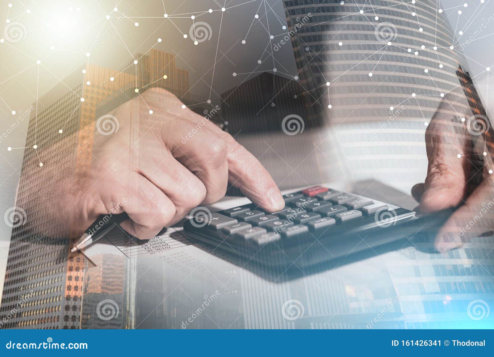 Hand Using Calculator, Accounting Concept; Multiple Exposure Stock ...