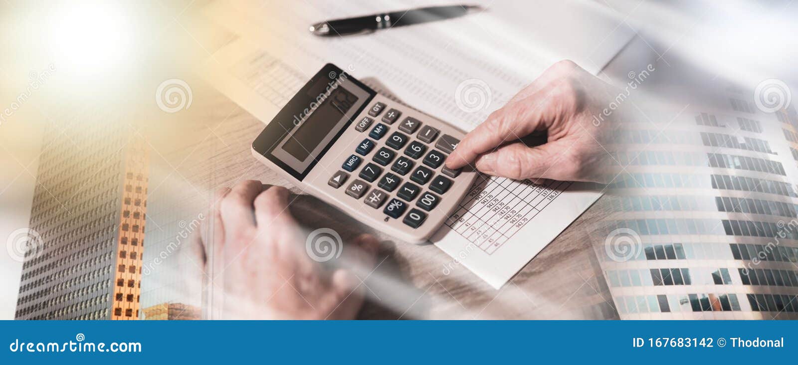 Hand Using Calculator, Accounting Concept; Multiple Exposure Stock ...