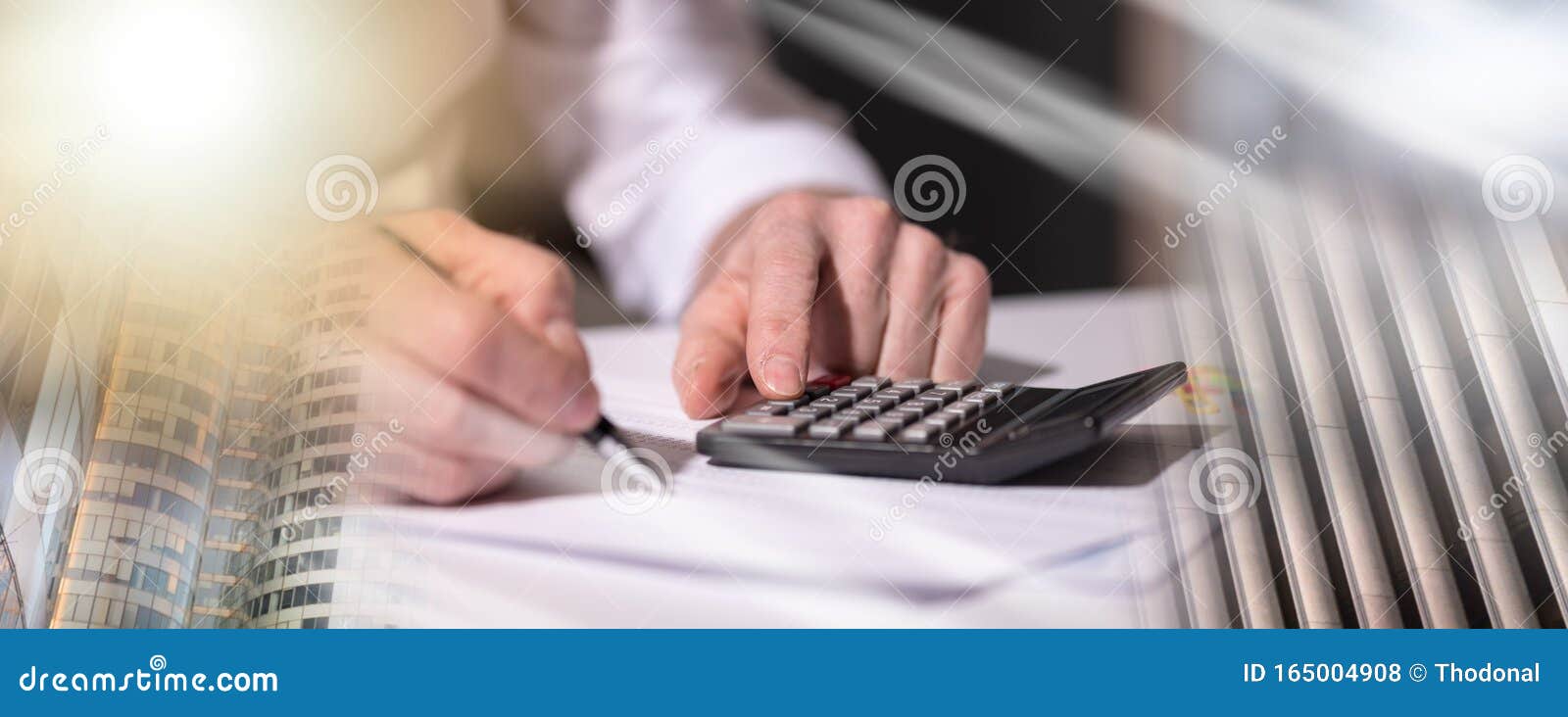 Hand Using Calculator, Accounting Concept; Multiple Exposure Stock ...