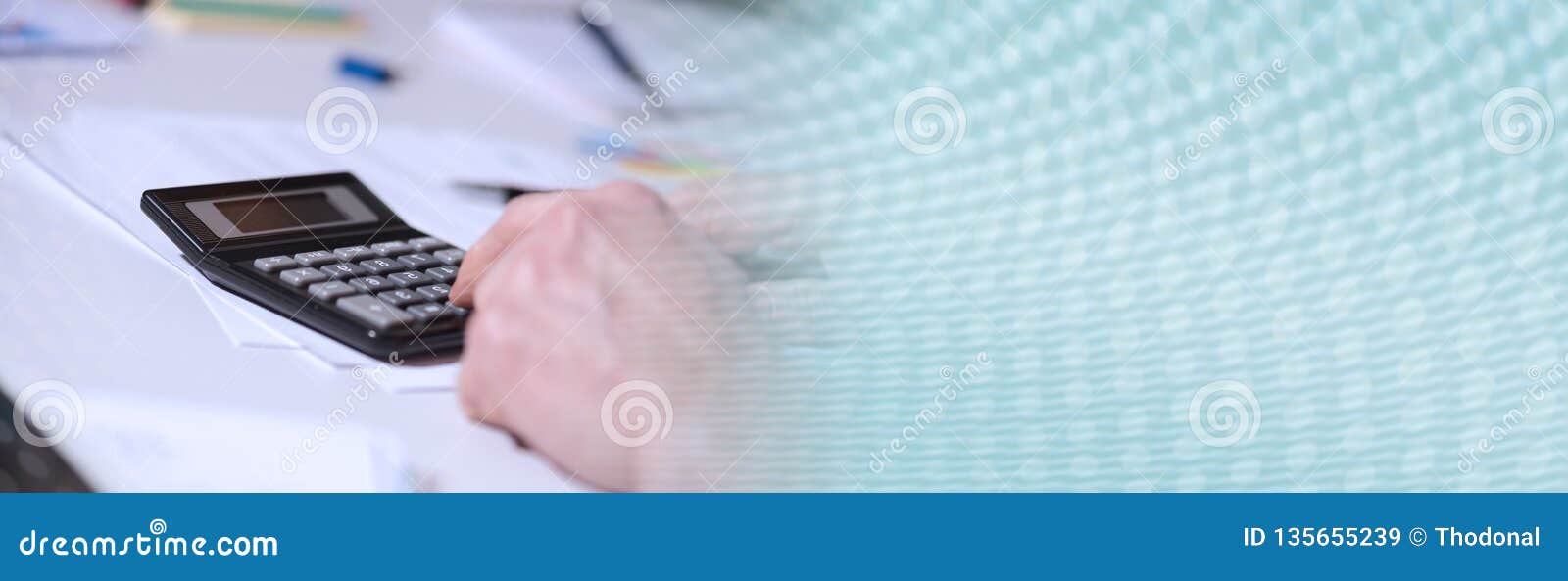 Hand Using Calculator, Accounting Concept. Panoramic Banner Stock Image ...