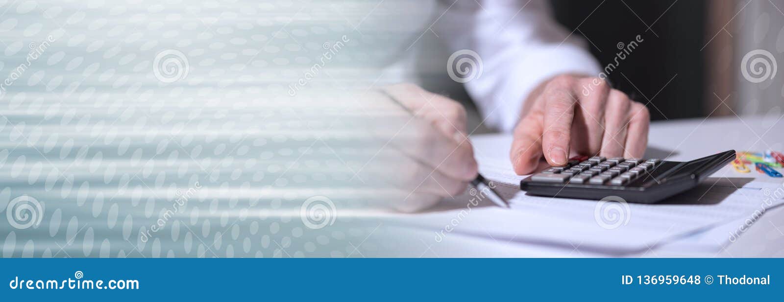 Hand Using Calculator, Accounting Concept. Panoramic Banner Stock Photo ...