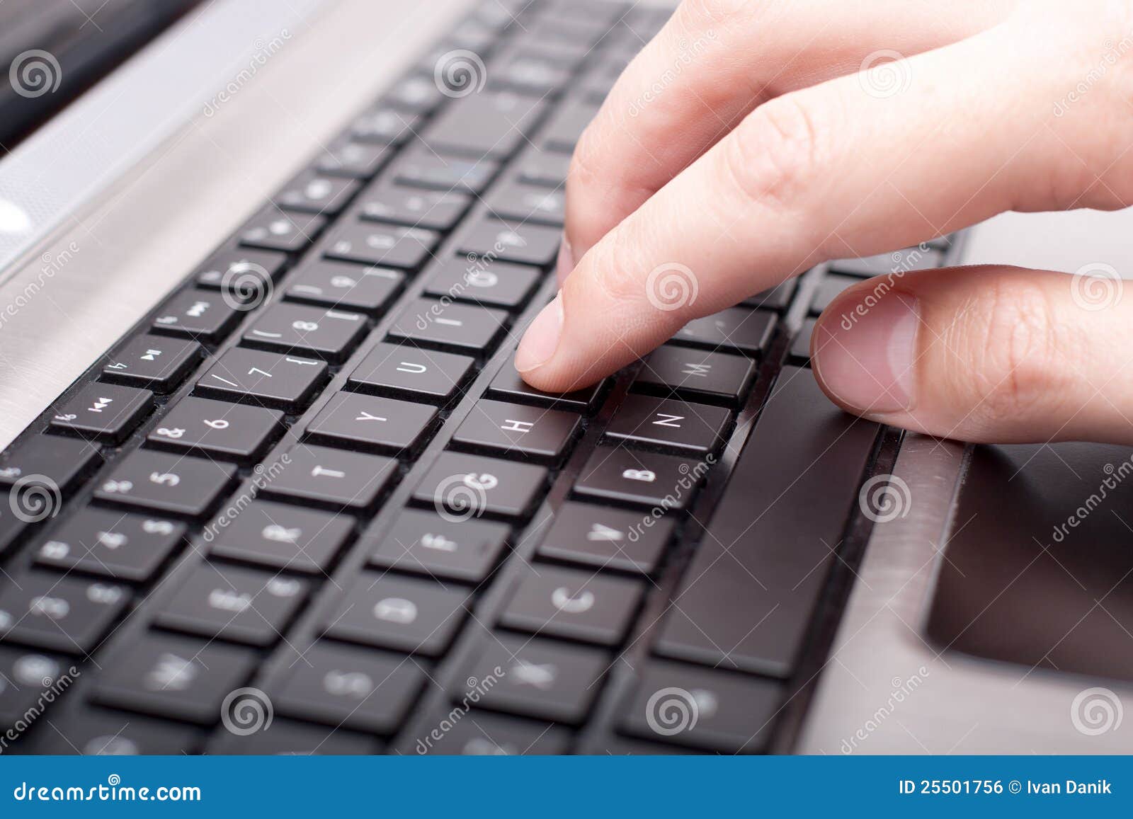 Male Hand Writing on Laptop Keyboard Stock Photo - Image of button ...