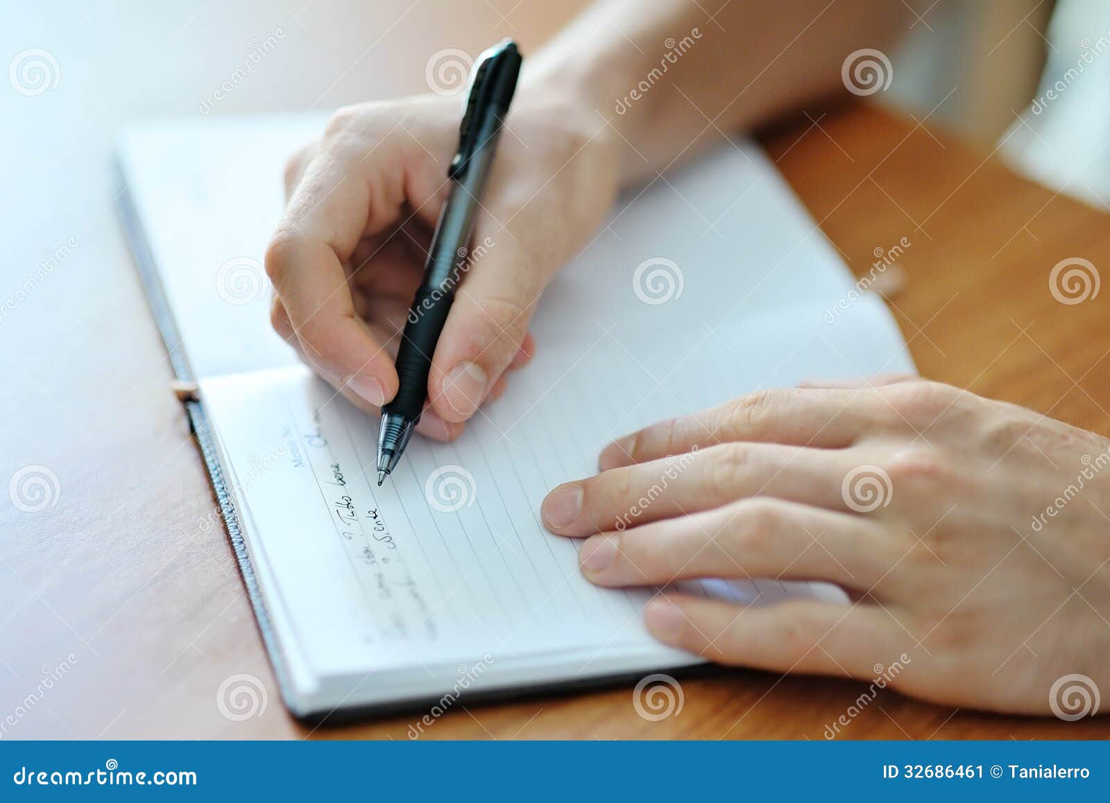 Male Hand Writing on a Notebook Stock Image - Image of hand, finger ...