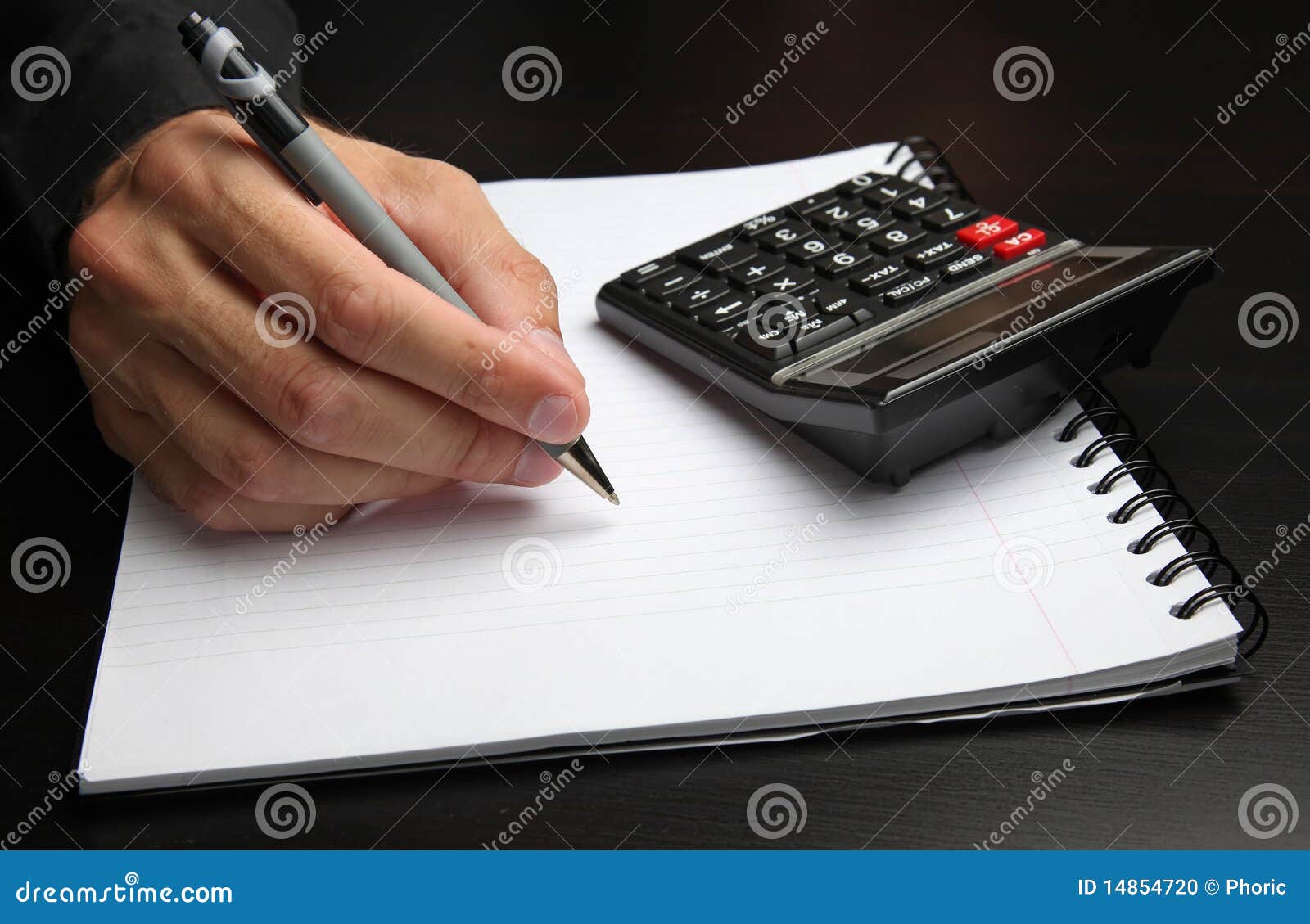 Male Hand Writing on a Notepad Stock Photo - Image of notepad, math ...