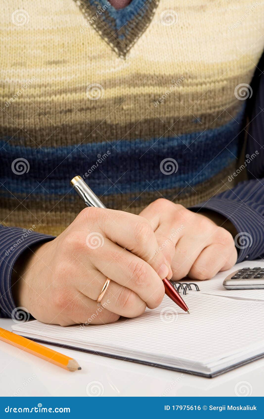 Male Hand Writing by Pen on Notebook Stock Photo - Image of closeup ...