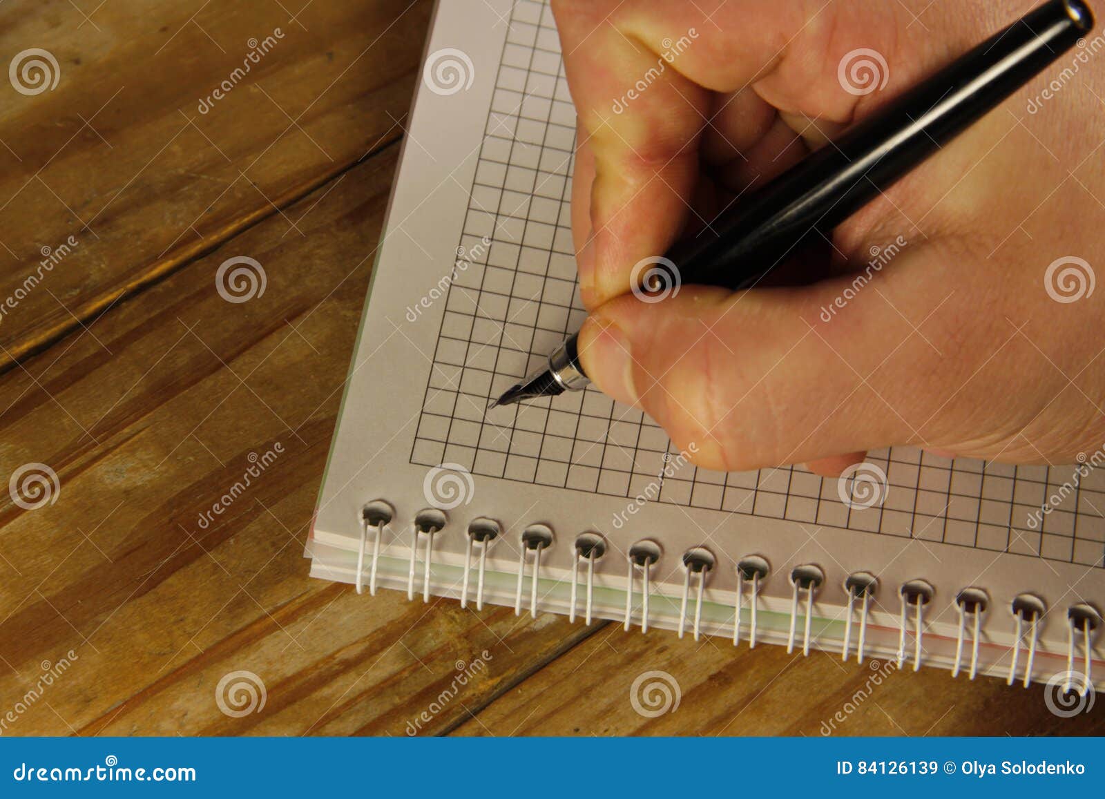 Male Hand Writing Using Fountain Pen on a Notebook Stock Image - Image ...