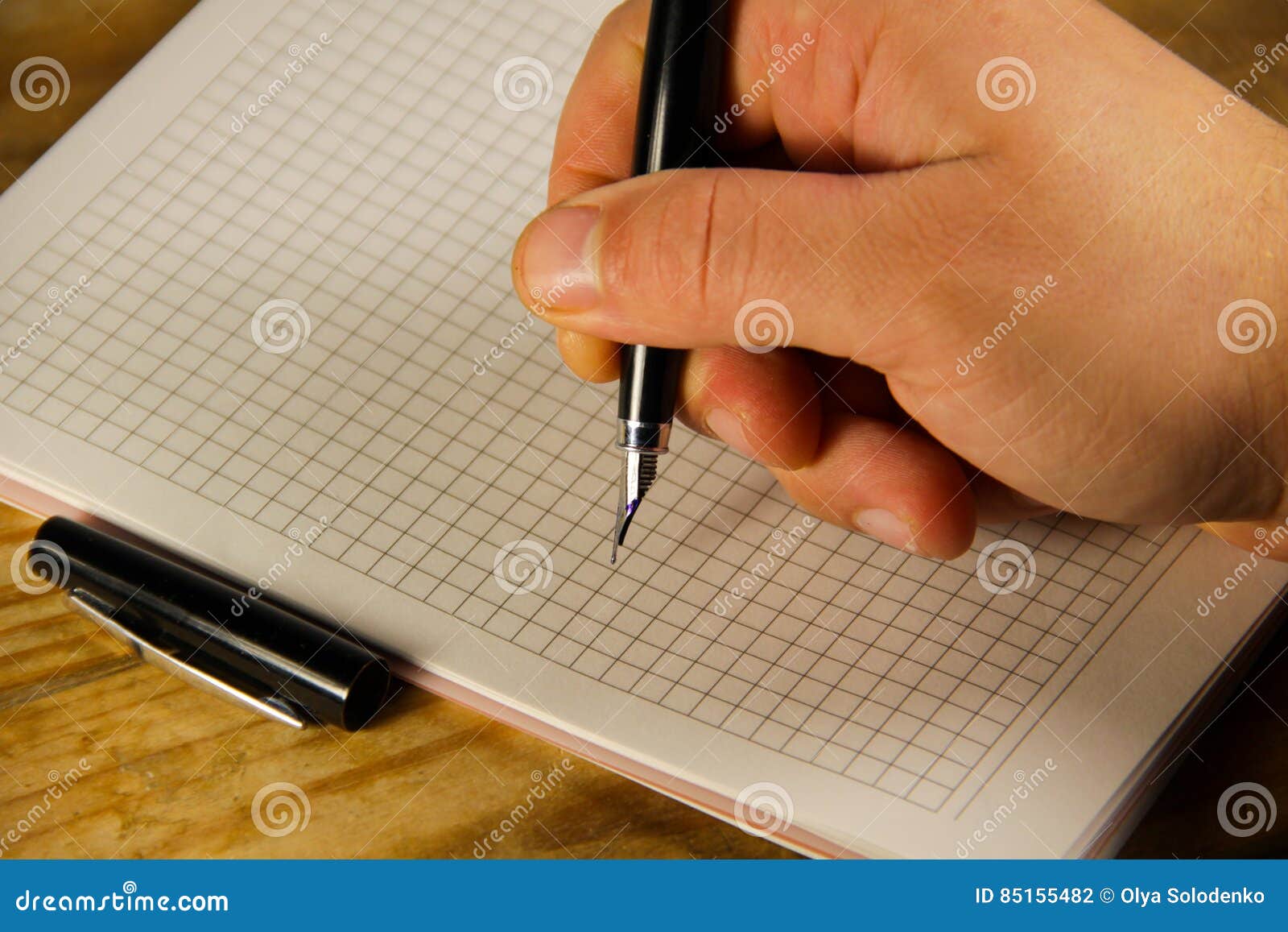 Male Hand Writing Using Fountain Pen on a Notebook Stock Photo - Image ...