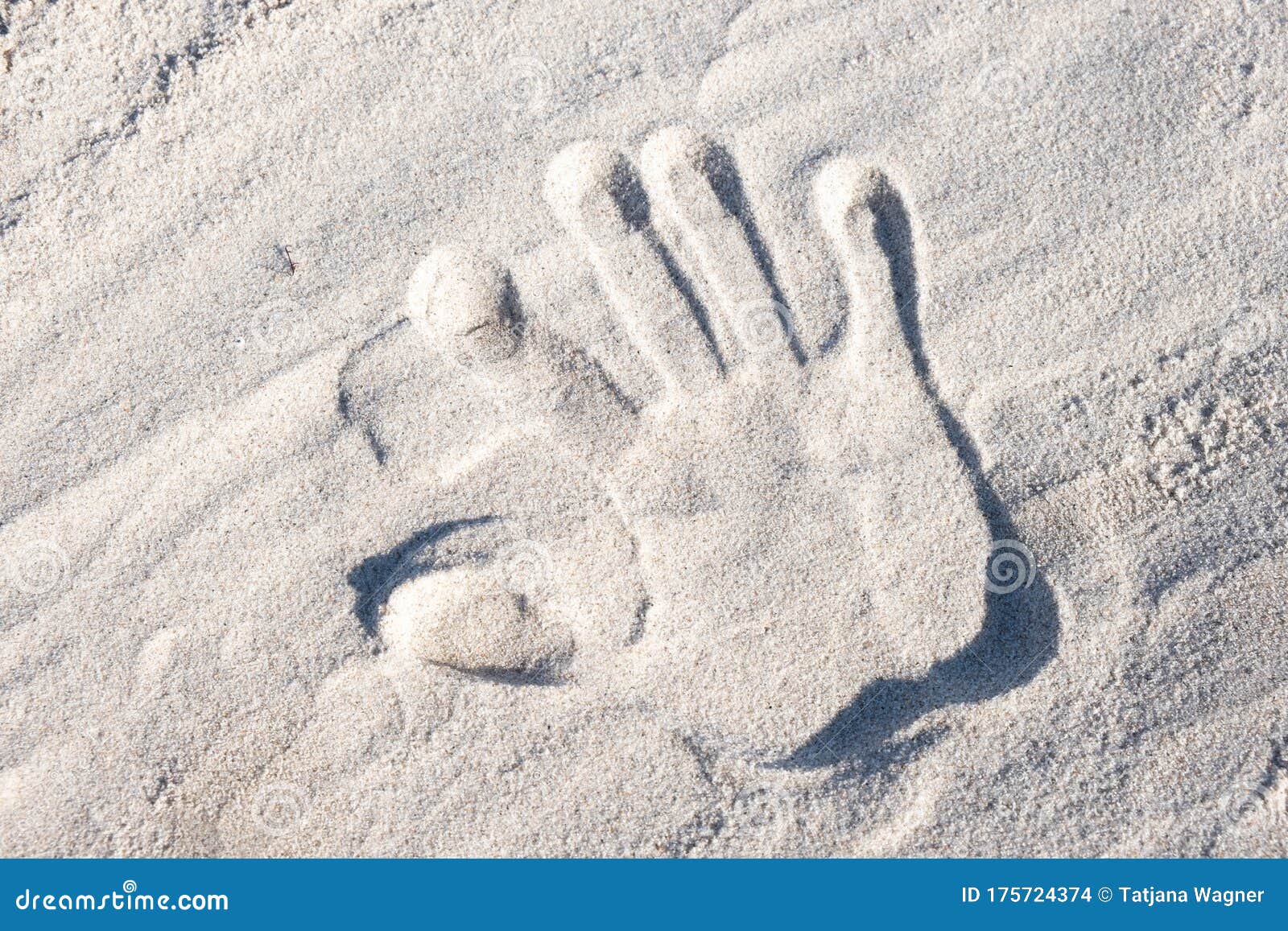 Male Handprint on Sand on a Beach Stock Photo - Image of cover, trace ...
