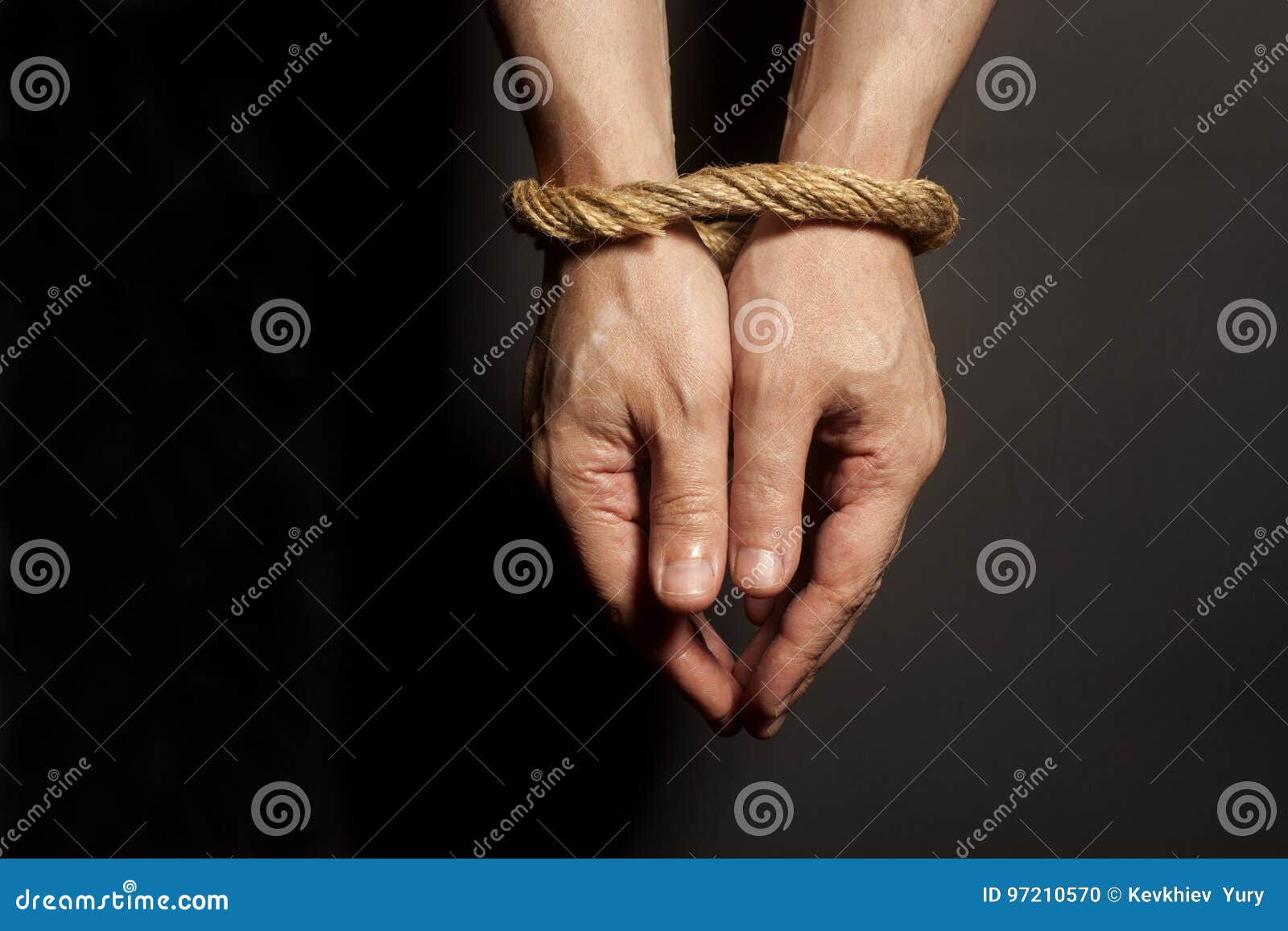 Male Hands Bound with Rope. Addiction Concept. Stock Photo - Image of ...