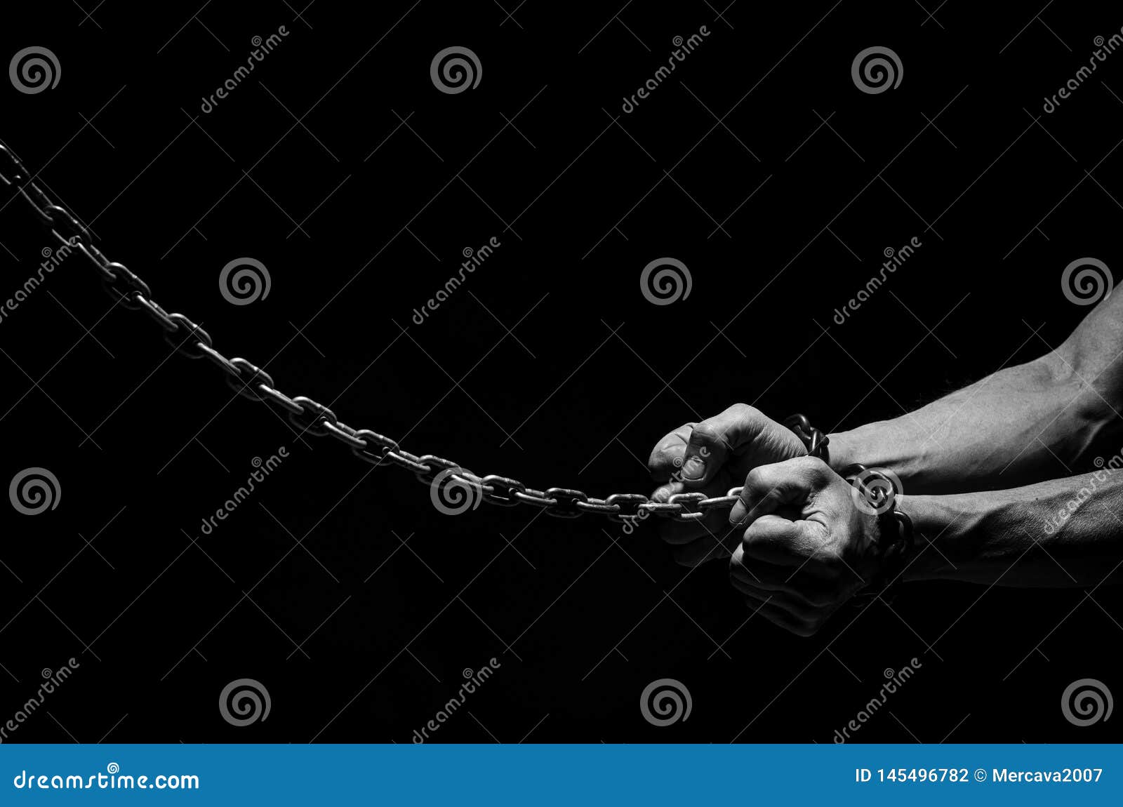 Hands Chained In Chains Isolated On Black Background Royalty-Free Stock ...