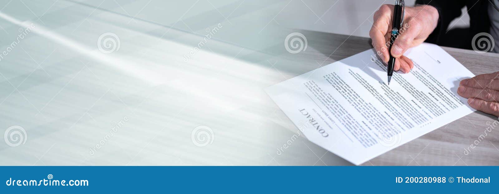 Male Hands Checking Contract; Panoramic Banner Stock Photo - Image of ...