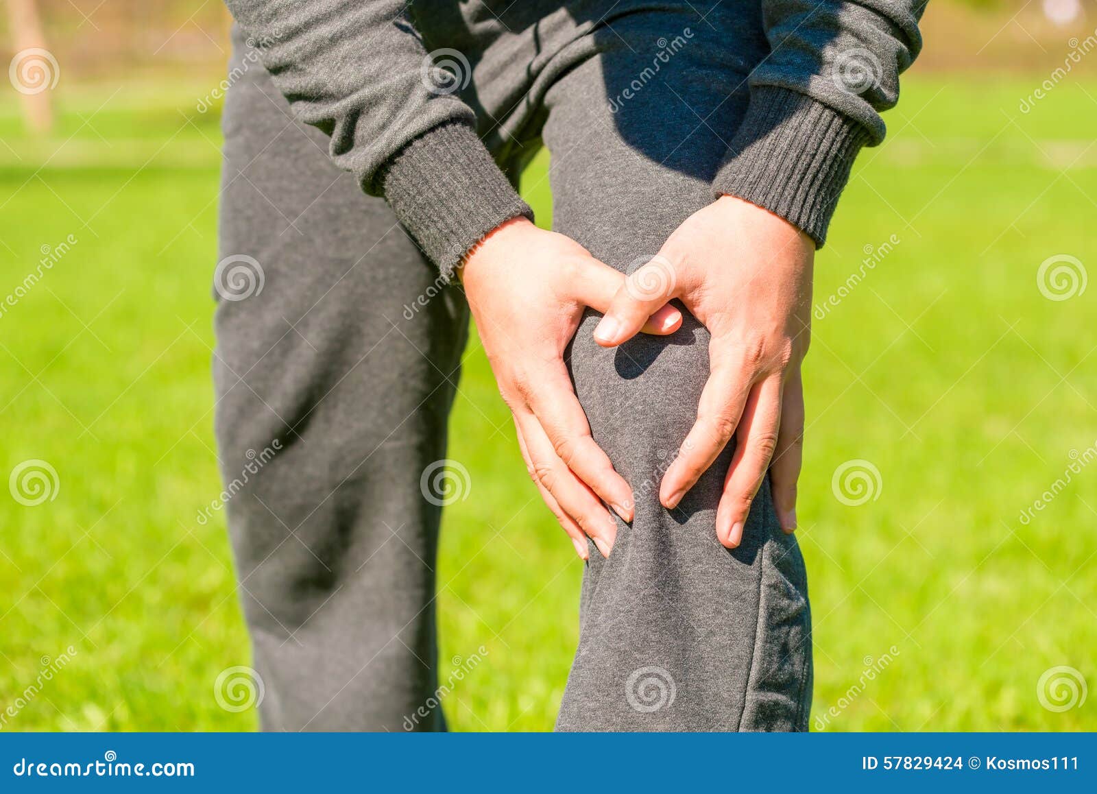 Male Hands Clasped Sore Knee Stock Photo - Image of osteoarthritis ...