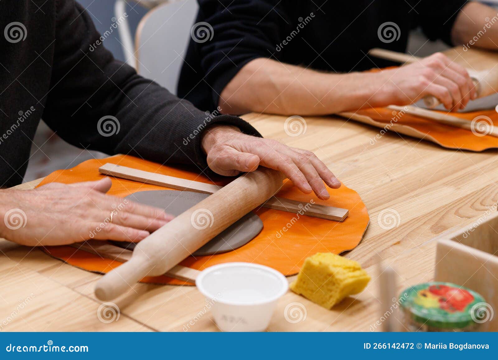 Male Hands Close-up. Master Class Clay Modeling. Creative Classes for ...