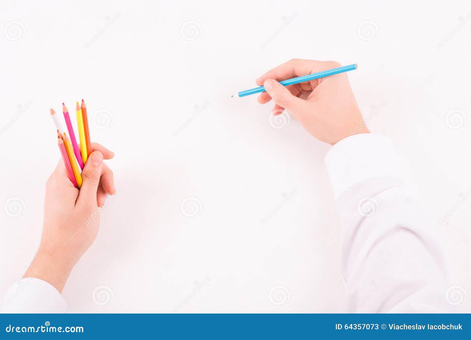 Male Hands with Colored Pencils Stock Image - Image of photoshoot ...