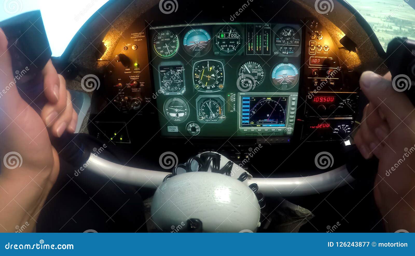 Male Hands Controlling Flight Simulator, Beginner Pilot Practicing at ...