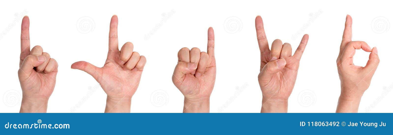 Male Hands Counting from Zero To Five Isolated on White Background ...