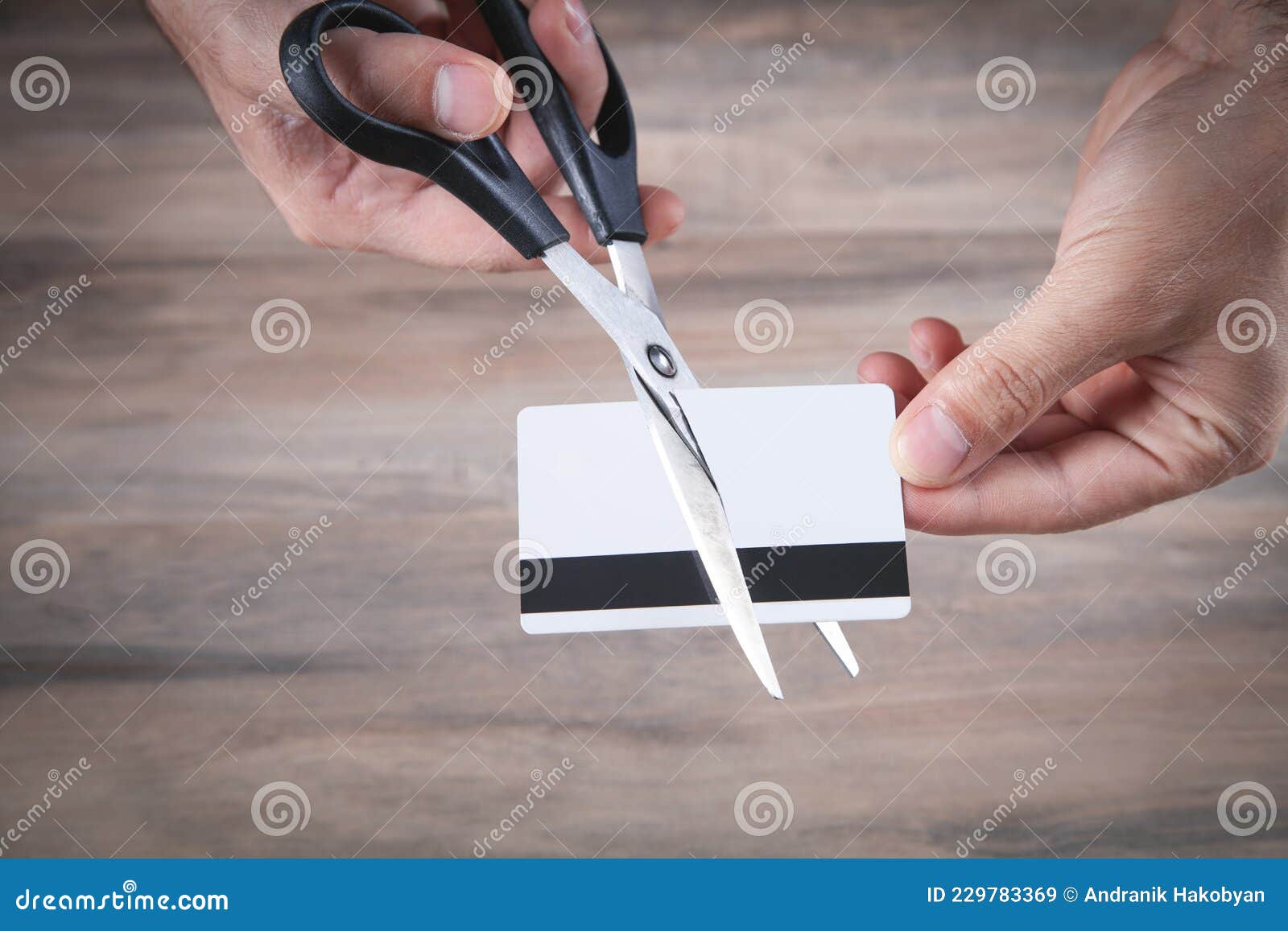 Male Hands Cutting Credit Card with Scissors Stock Image - Image of ...