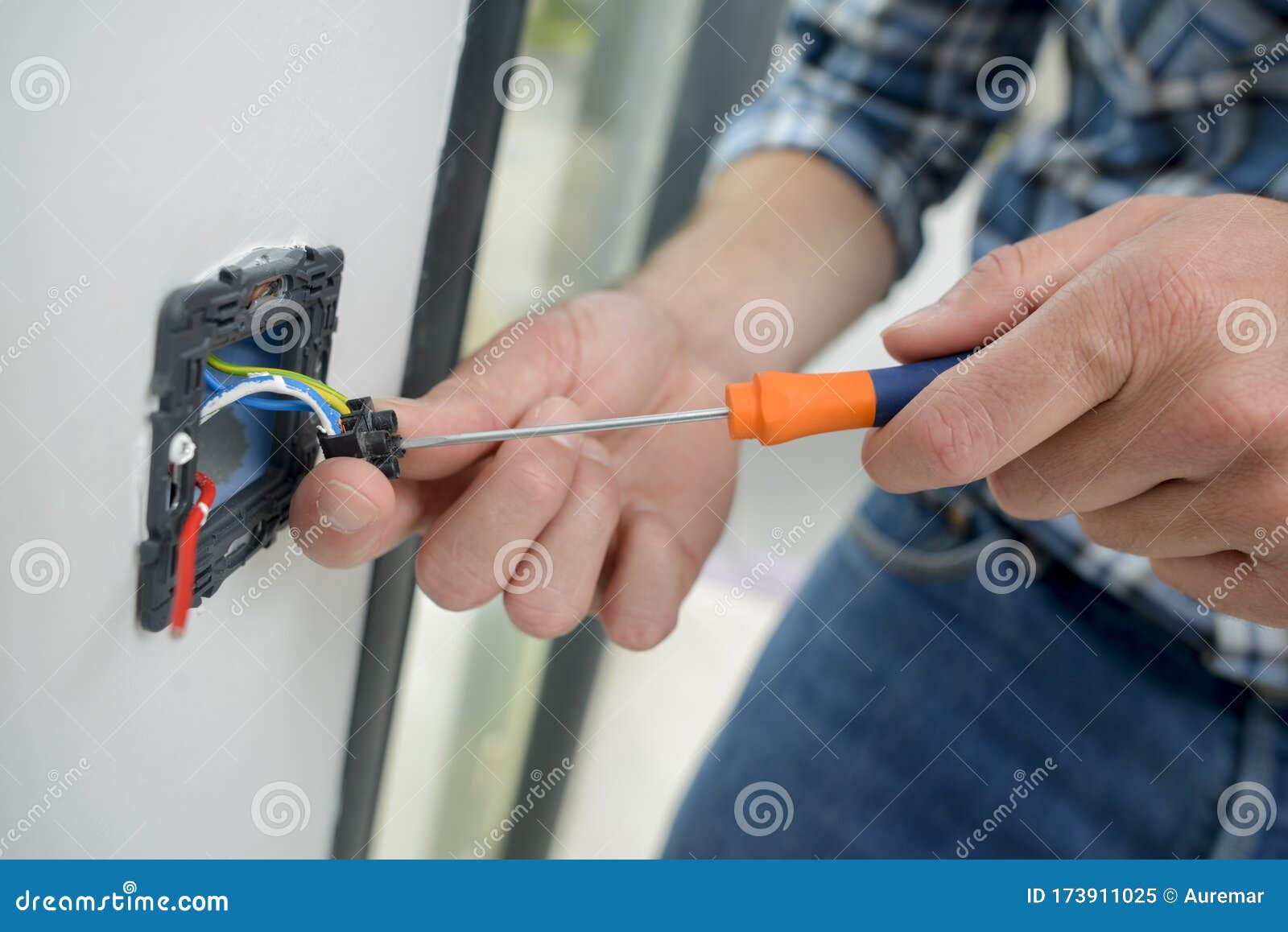 Male hands doing electrics stock image. Image of home - 173911025