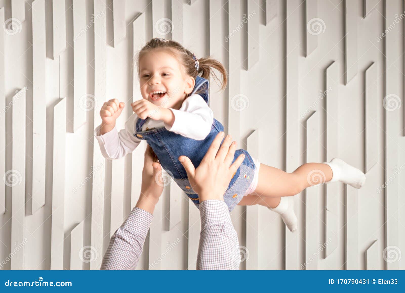 Male Hands Hold the Child Above the Head Stock Image - Image of catch ...